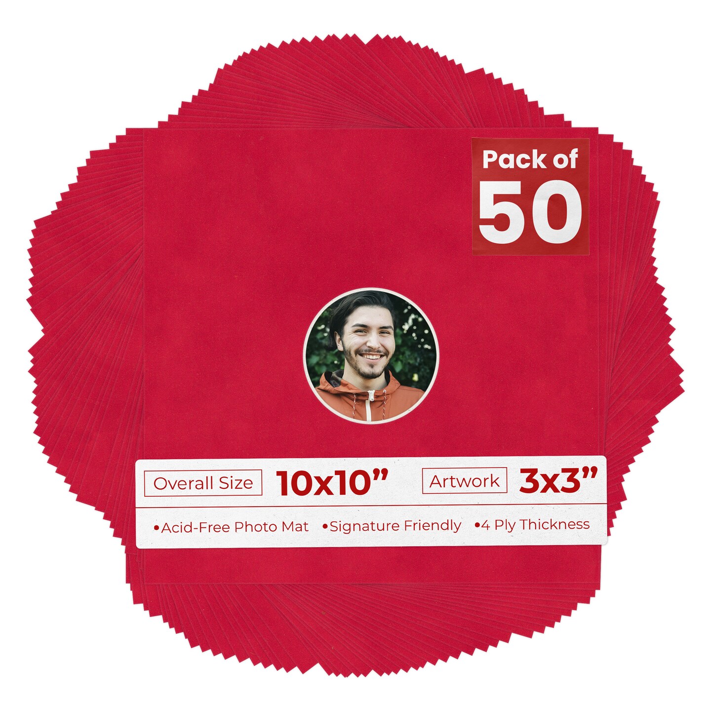 Cherry Red Suede Mat Board for 10x10 Frames - Circle Opening for 3x3 ...