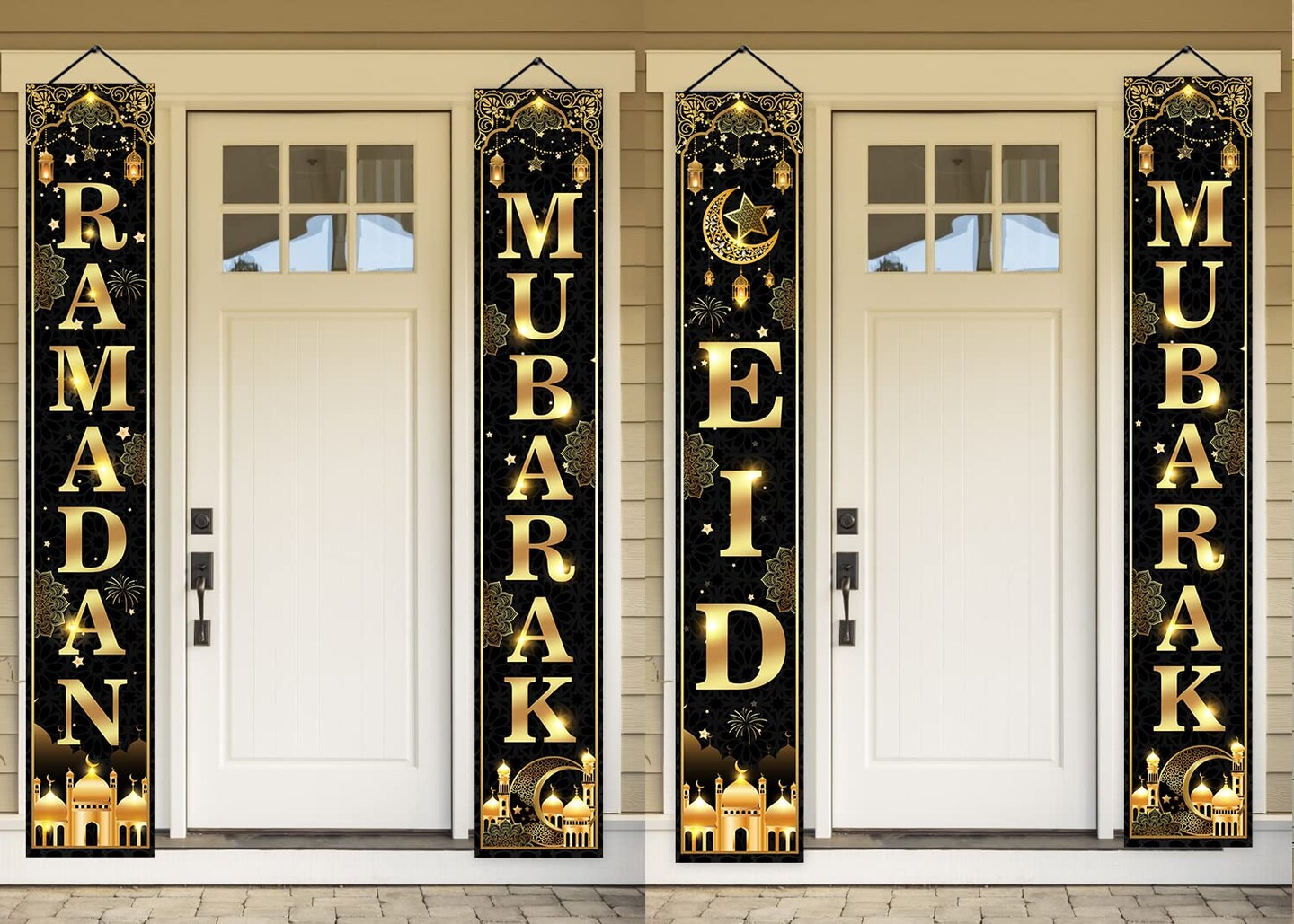 2 In 1 Ramadan and Eid Door Banner, Ramadan and Eid Decorations for ...