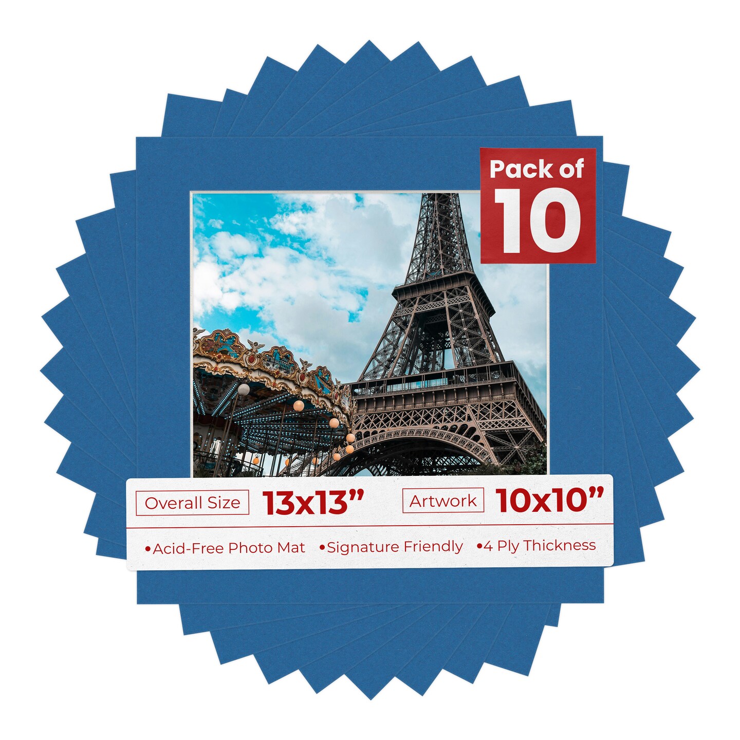 Royal Blue Mat Board for 13x13 Frames - Fits 10x10 Photos, Color: Blue ...