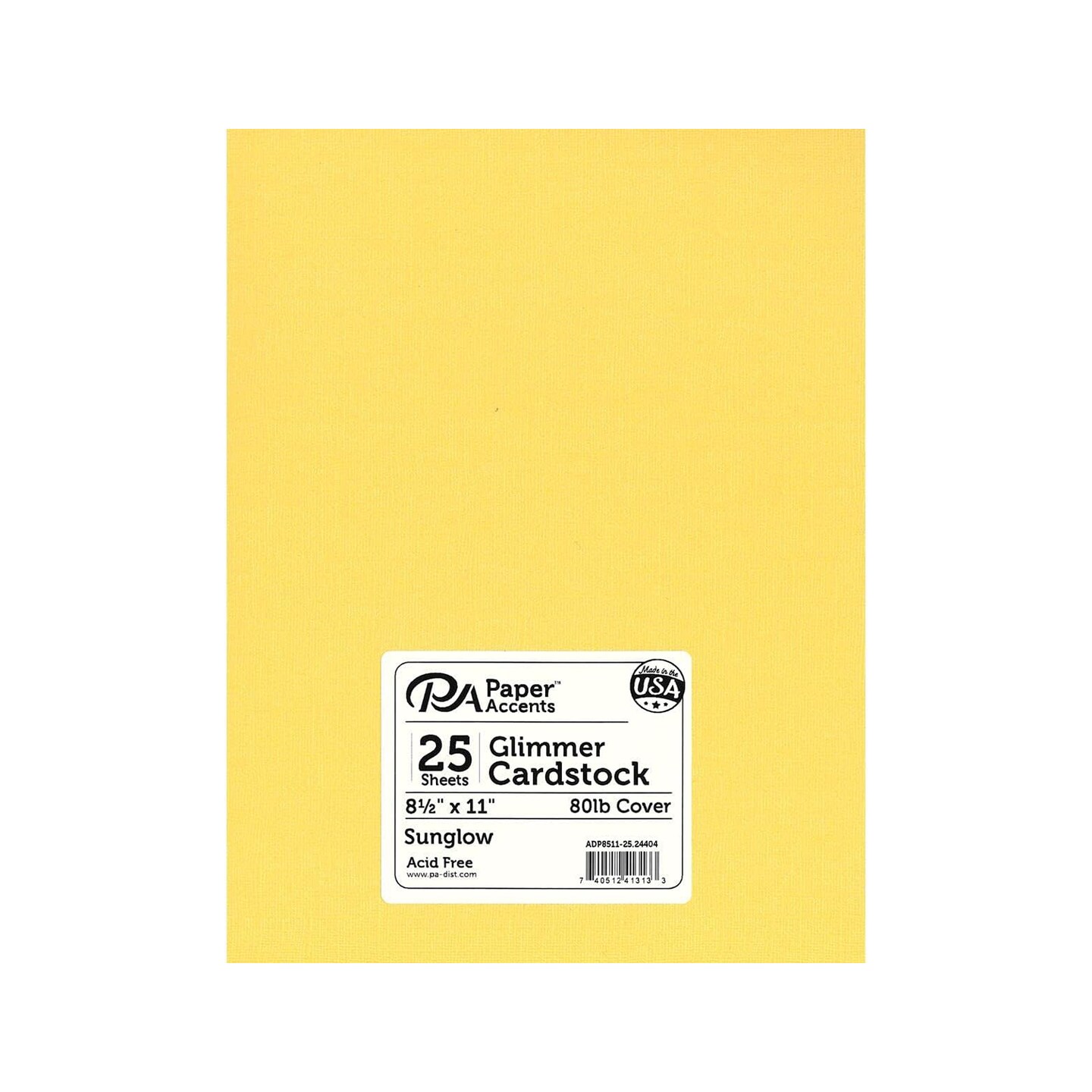 PA Paper Accents Glimmer Cardstock 8.5" x 11" Sunglow, 80lb colored ...