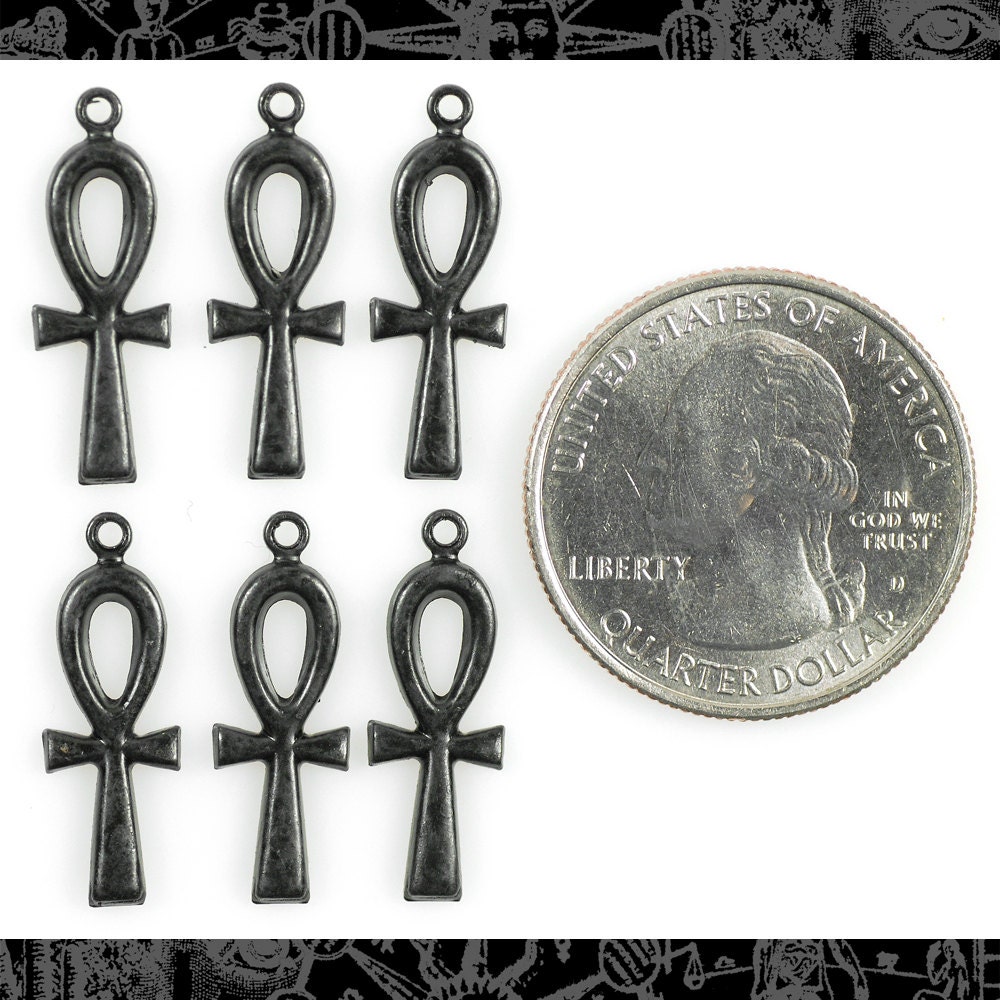 Black Plated Brass Ankh Charm - Set of Six - BB-C02 | Michaels