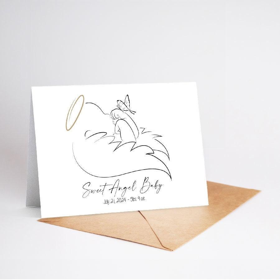 Personalized Minimalist Line Drawing, Sympathy Card, Baby Loss ...