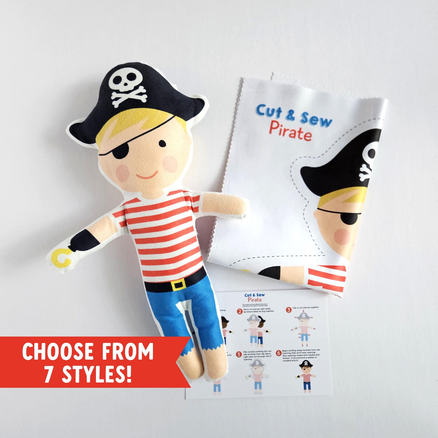 Cut and Sew Pirate Doll , Custom Doll Sewing Kit, DIY Pirate Boy Doll ...