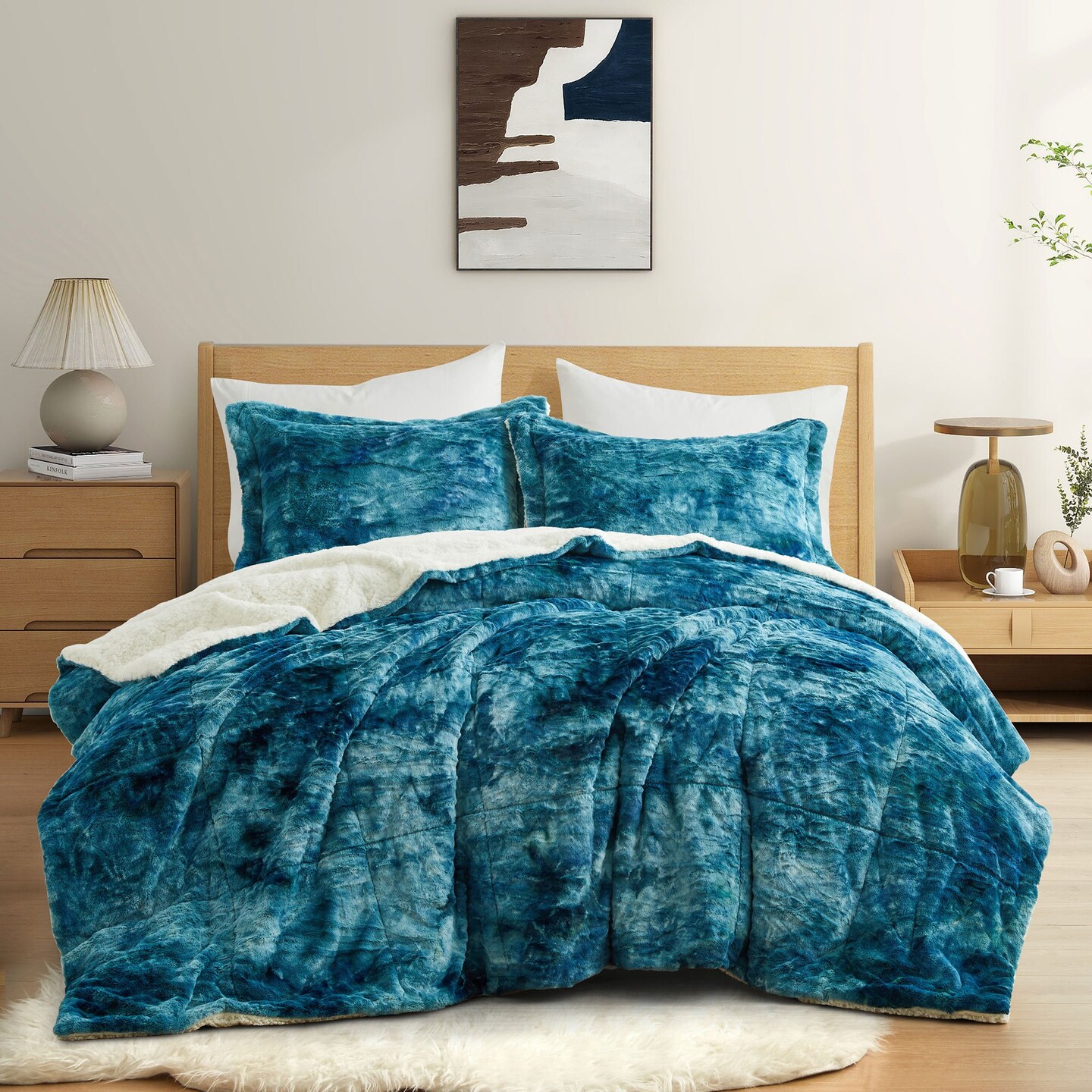 Peace Nest Super Soft Faux Faux Comforter Winter Warm Fleece Bedding ...