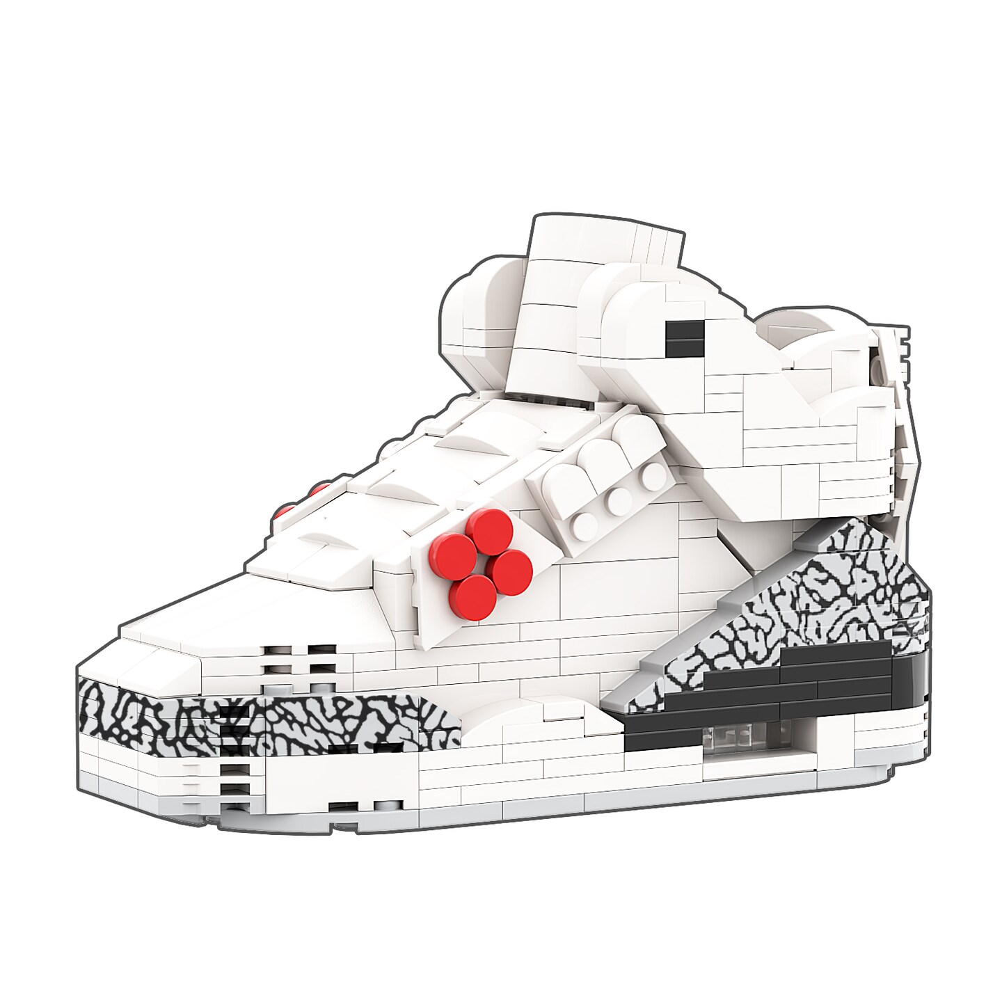 Handcrafted AJ3 "White Cement" Sneaker Bricks LEGO-like interlocking ...