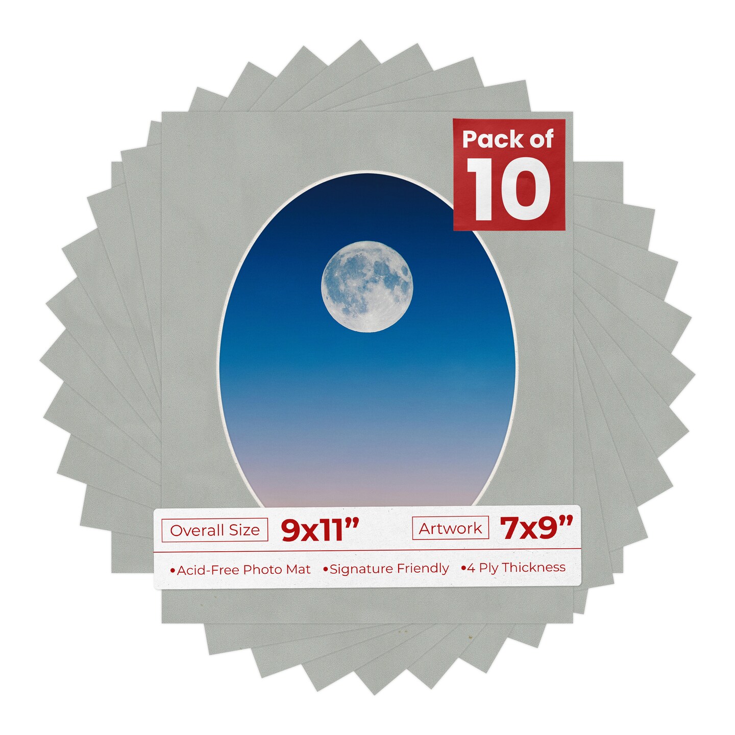 Light Grey Suede Mat Board for 9x11 Frames - Oval Opening for 7x9 ...