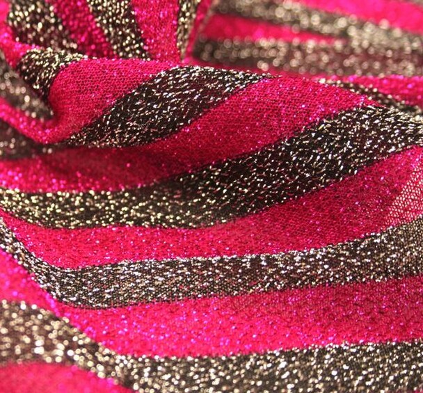 1 yard Fuchsia & Black Glitter Stretch Knit Fabric 58/60" Wide ...