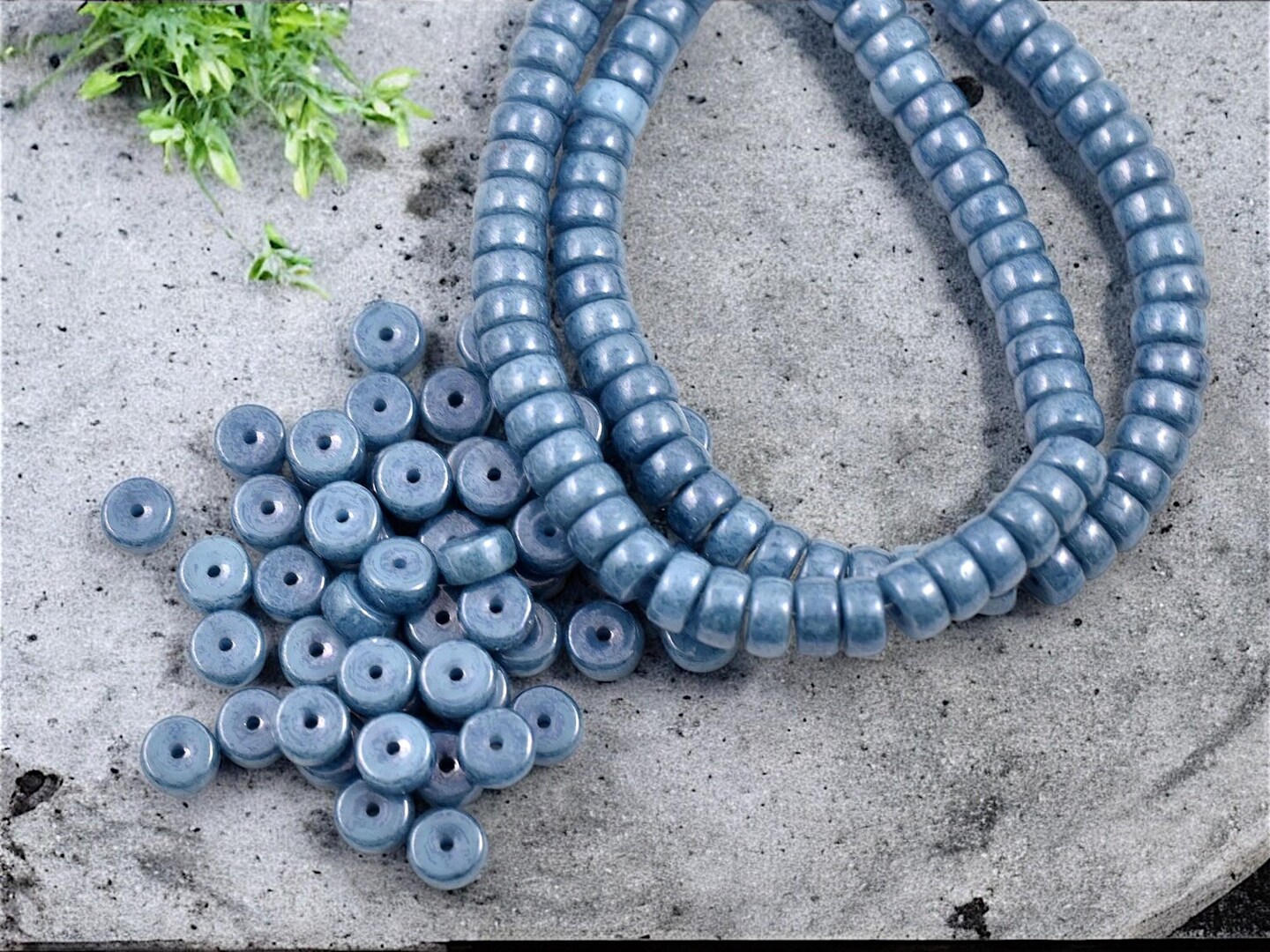 *50* 6x3mm Blue Lustered Opaque Slate Blue Heishi Beads | Michaels