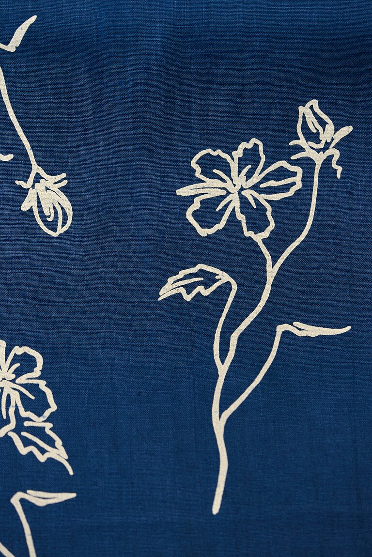 1 Yard Indigo Pure Linen Batique Print Fabric Midweight Printed ...