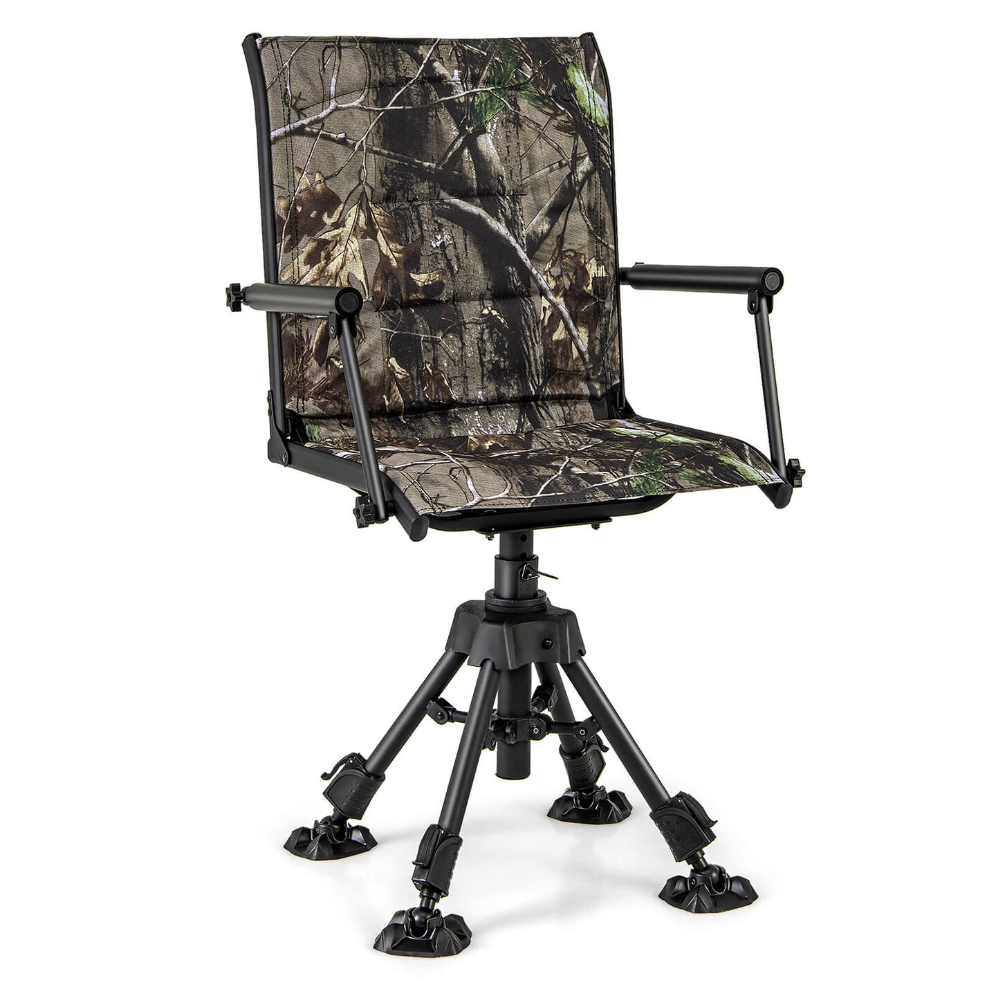 Goplus Swivel Hunting Chair with 4 360° Adjustable Legs Folding Silent ...