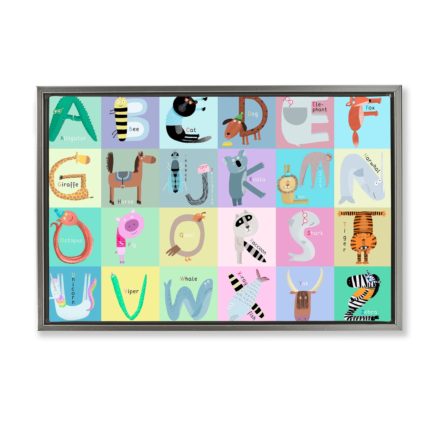 Stupell Industries Whimsical Animal Alphabet Floating Frame, design by ...