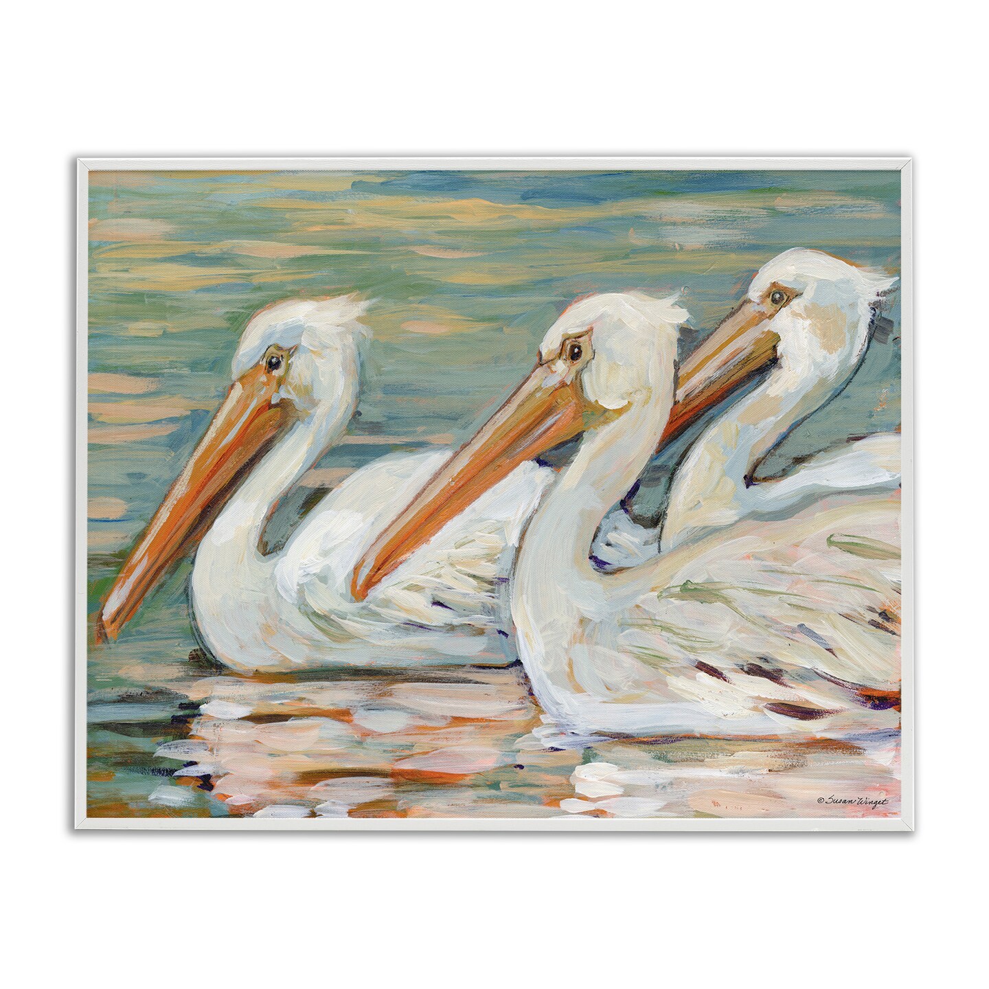 Stupell Industries Pelican Trio Pond Reflection Framed Giclee By Susan Winget | Michaels