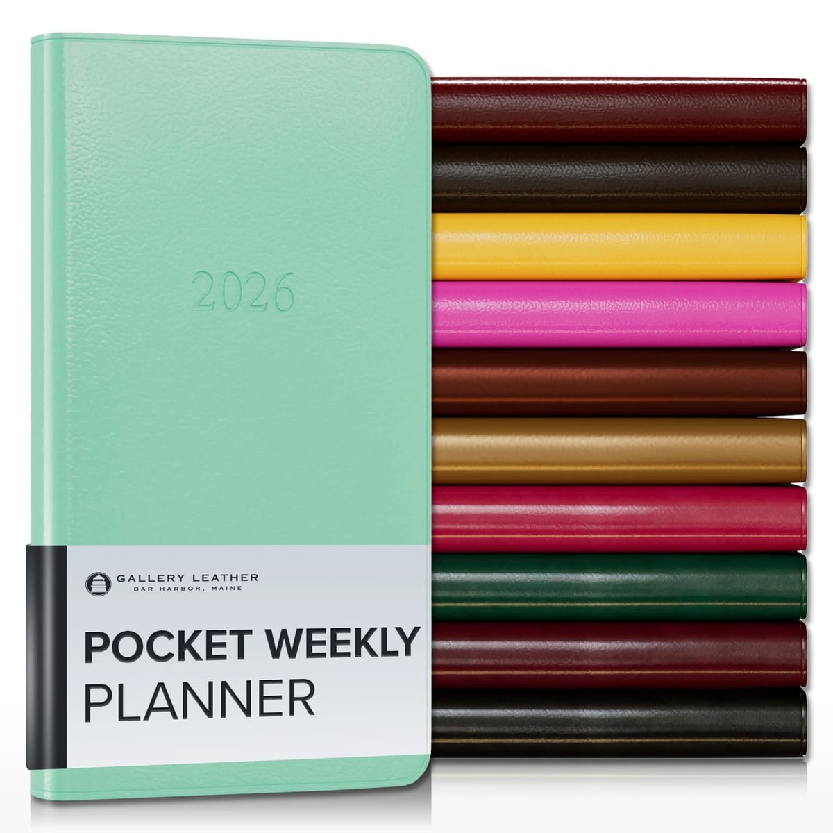 Gallery Leather Pocket Weekly and Monthly Planner 2026, Elegantly Bound ...
