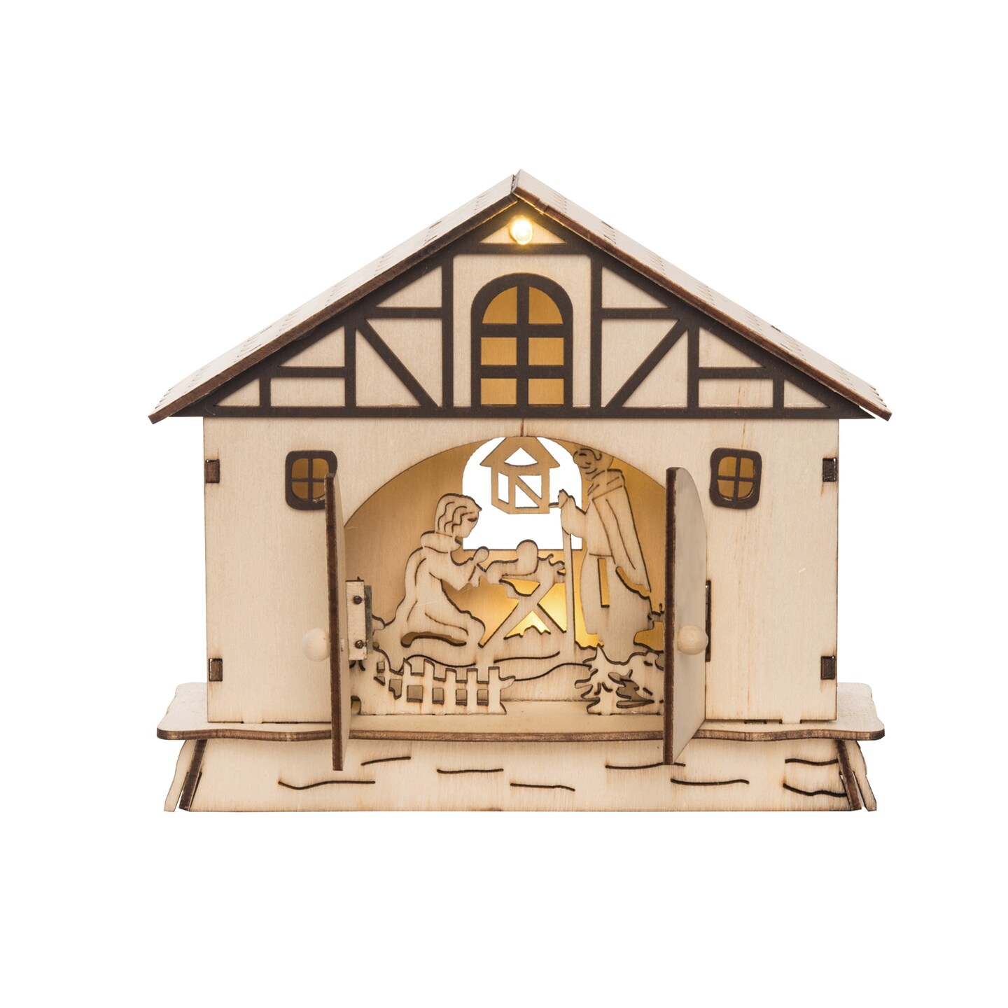 Brown Laser Cut Nativity Scene Light Up MDF Christmas Decor | Michaels