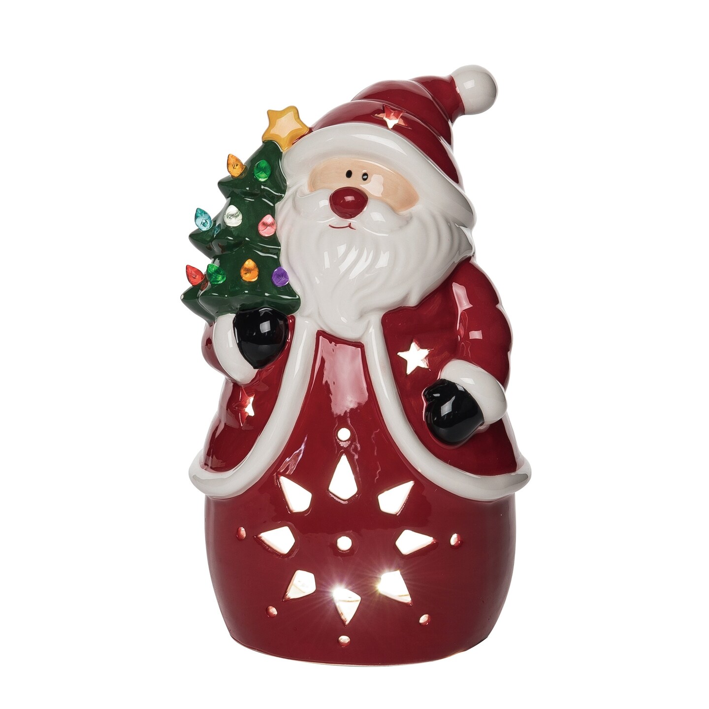 Ceramic Red Christmas Light Up Santa Tree, Color: Red, Count: 1 | Michaels