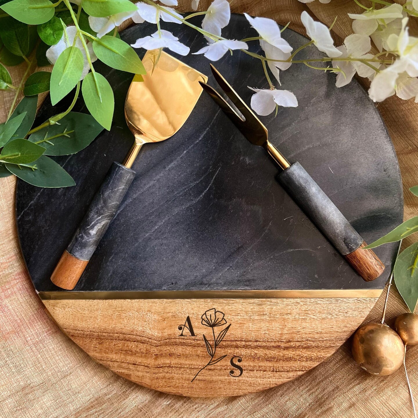 Personalized Round Cutting Board with Knife and Fork, Birthday ...