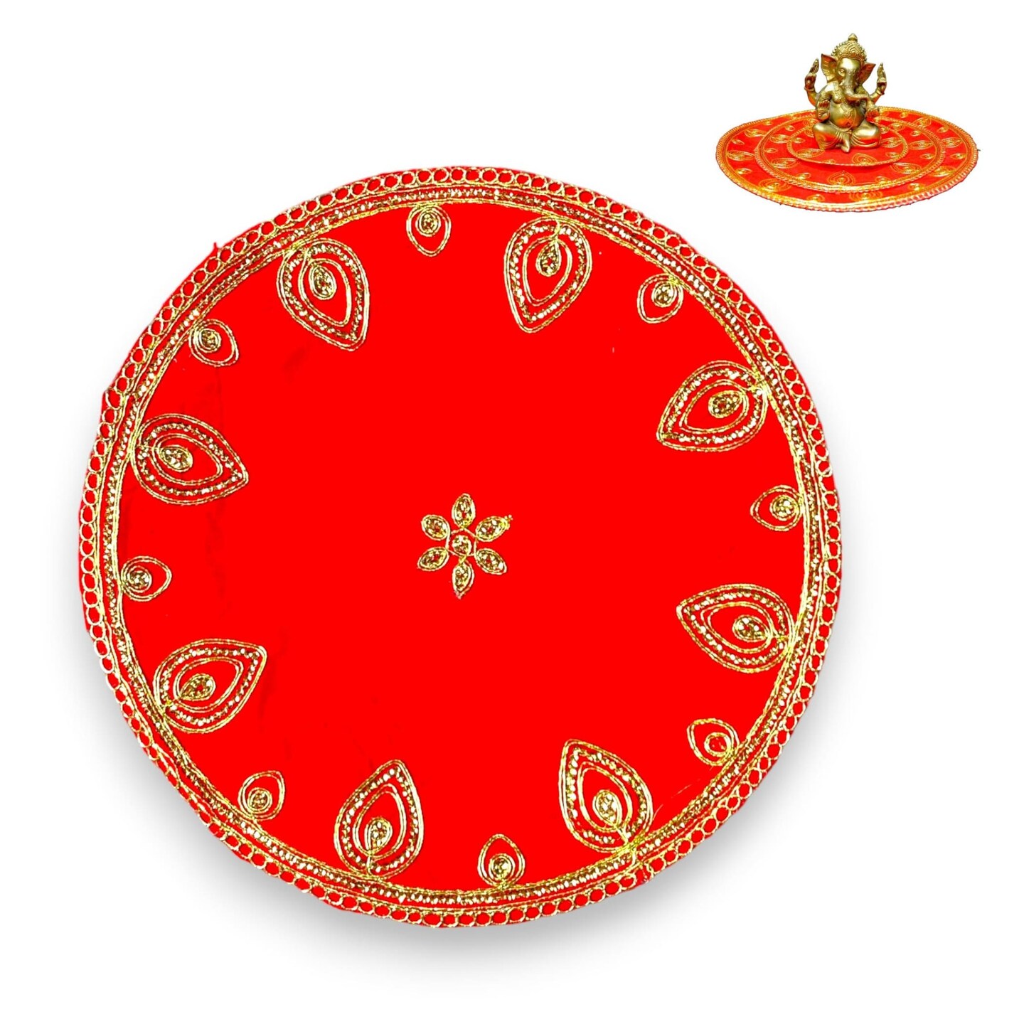 Red Velvet Pooja Mat Aasan Decorative Cloth for God Goddess Idol Puja ...