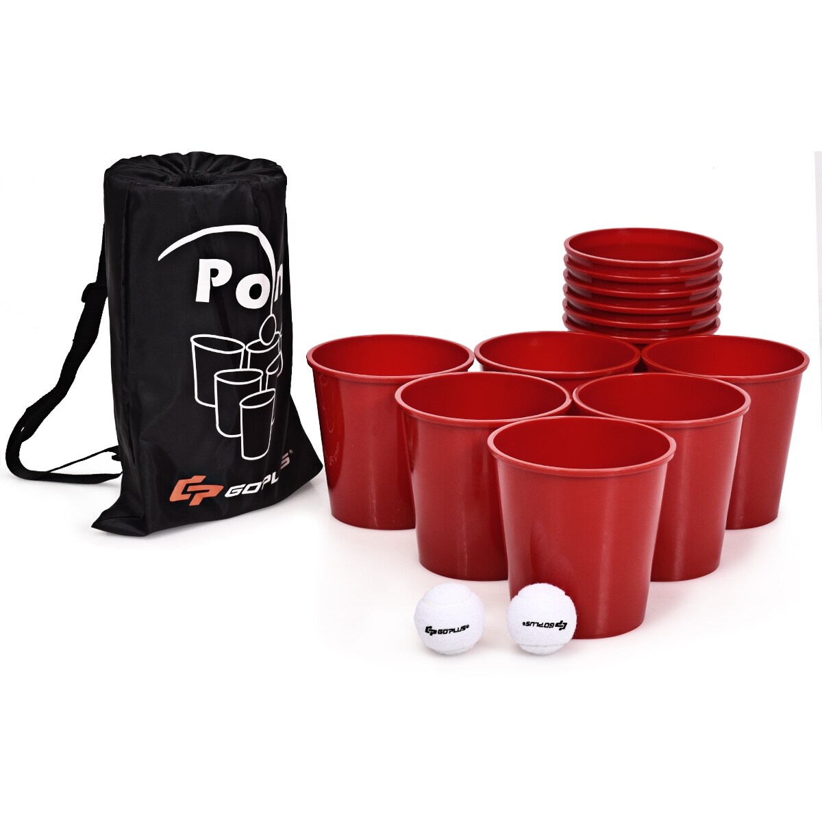 Giant Yard Pong Game Set with 12 Buckets and 2 Balls Outdoor Indoor ...