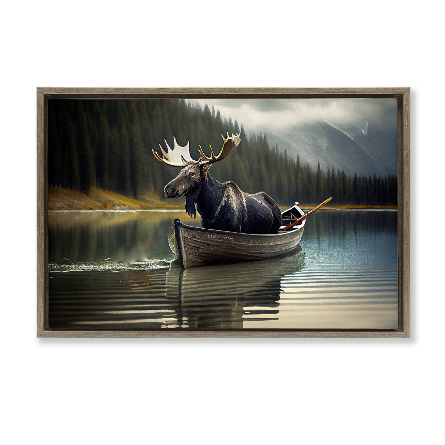 Stupell Industries Moose in Canoe Tranquility Floating Frame, design by ...