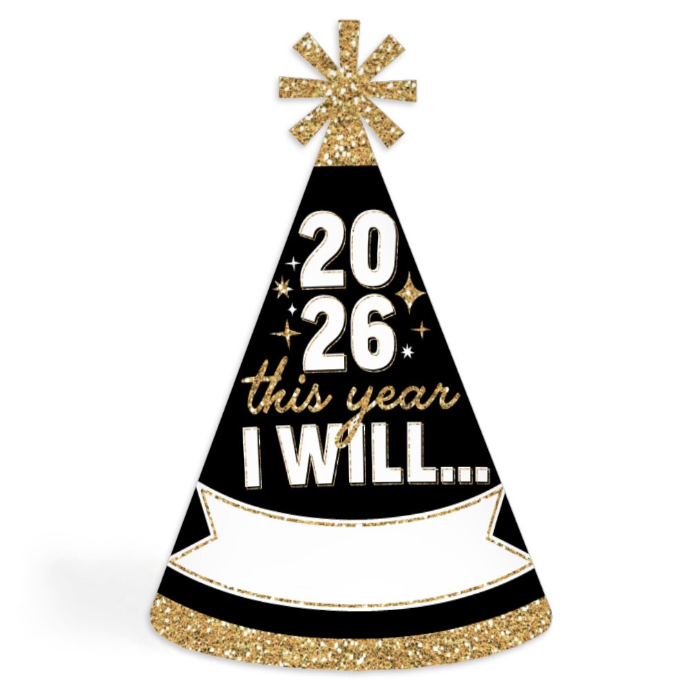 Big Dot of Happiness Hello New Year - Cone Party Hats - 2026 NYE ...