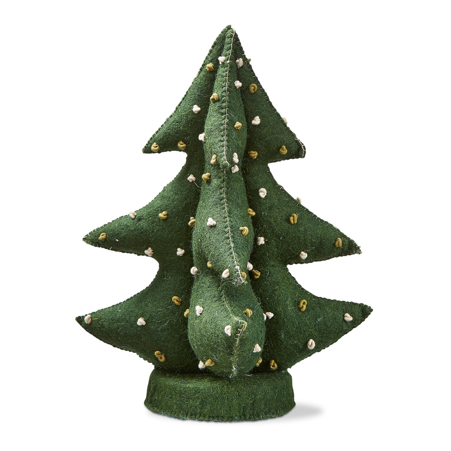 French Knot Wool Christmas Tree Decorations for Tabletop or Mantel ...