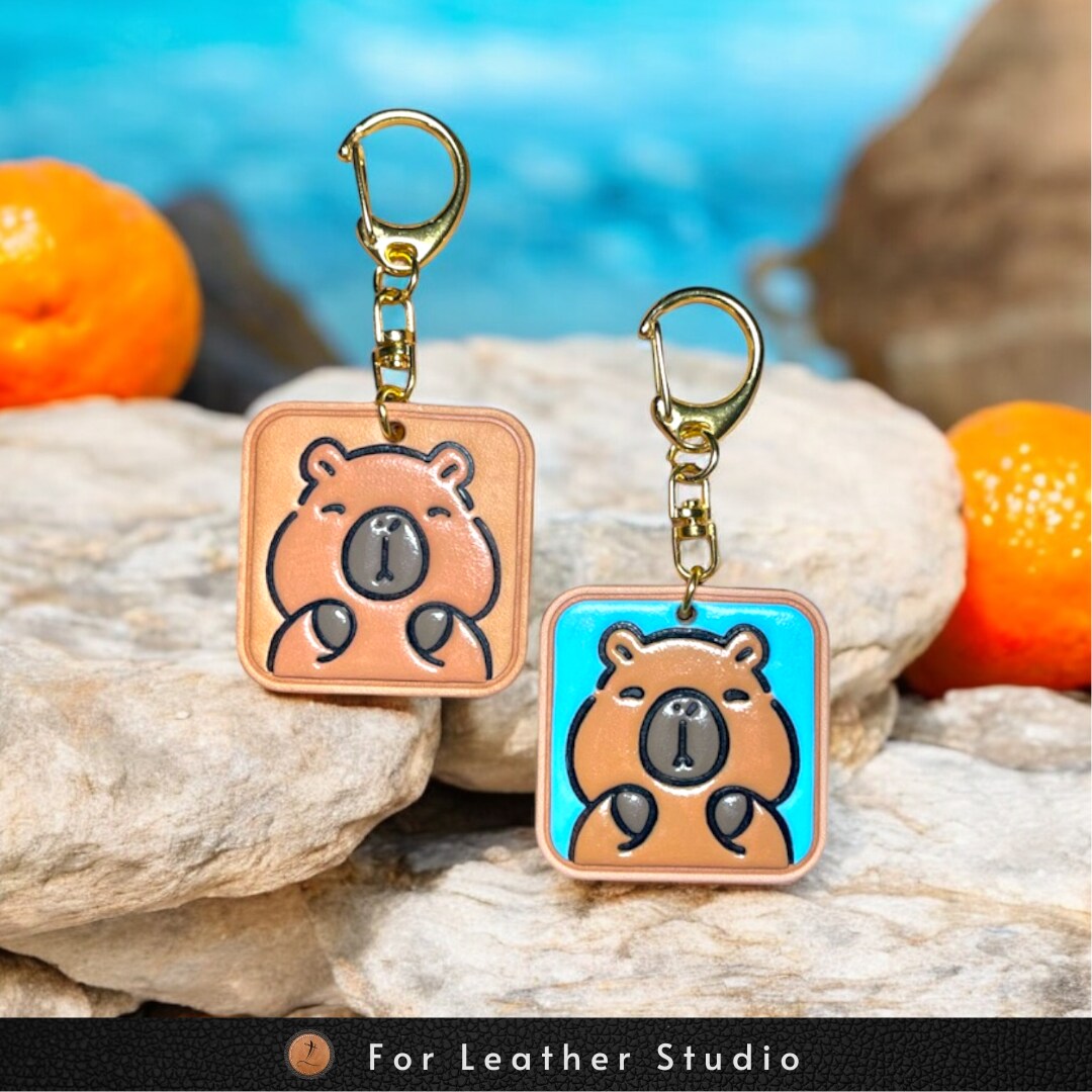 Capybara Leather Keychain, Capybara Keychain, Personalized Leather ...