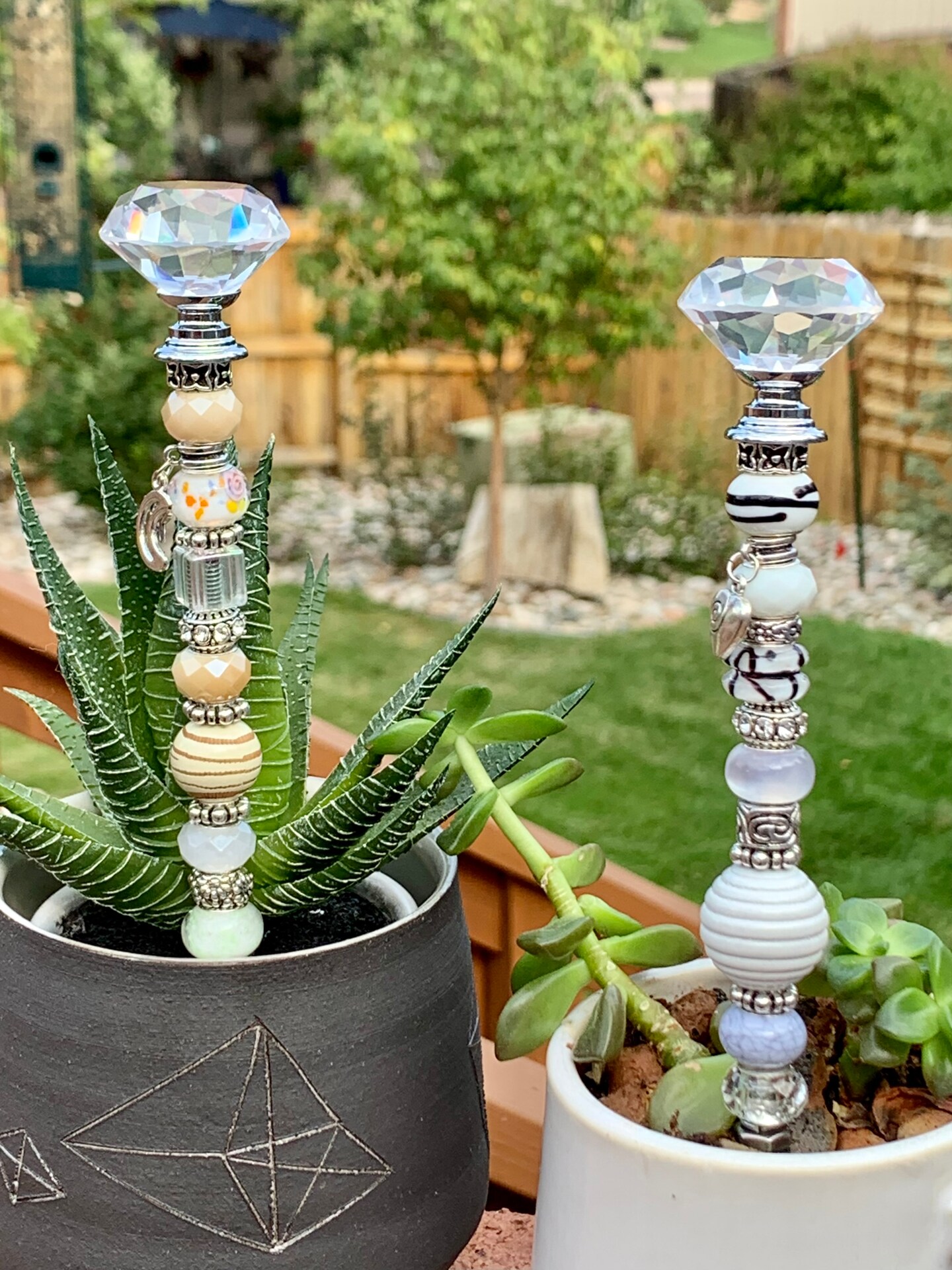 Cottagecore Farm House Decor White or Cream Succulent Spike Plant Stake ...