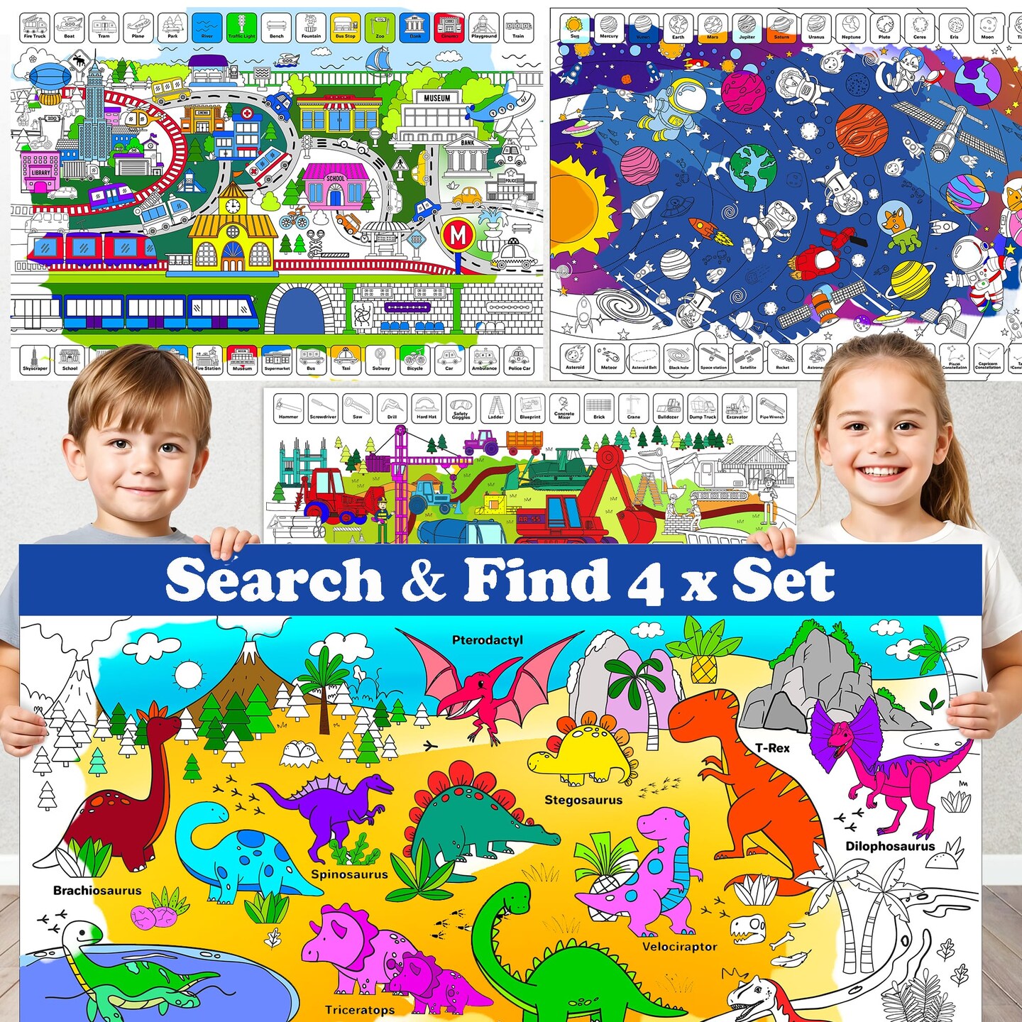4 Giant Coloring Posters for Kids | Farm, Sea, Zoo & Birds | Michaels