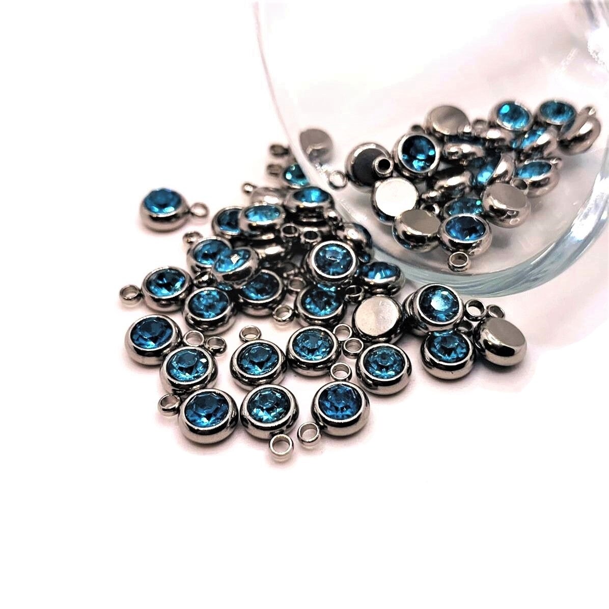 4, 20 or 50 Pieces: 201 Stainless Steel, Light Blue Aquamarine March ...