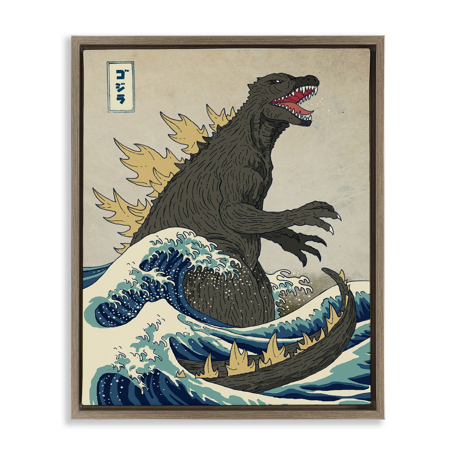 Stupell Industries Nautical Godzilla Eastern Style Illustration Framed ...