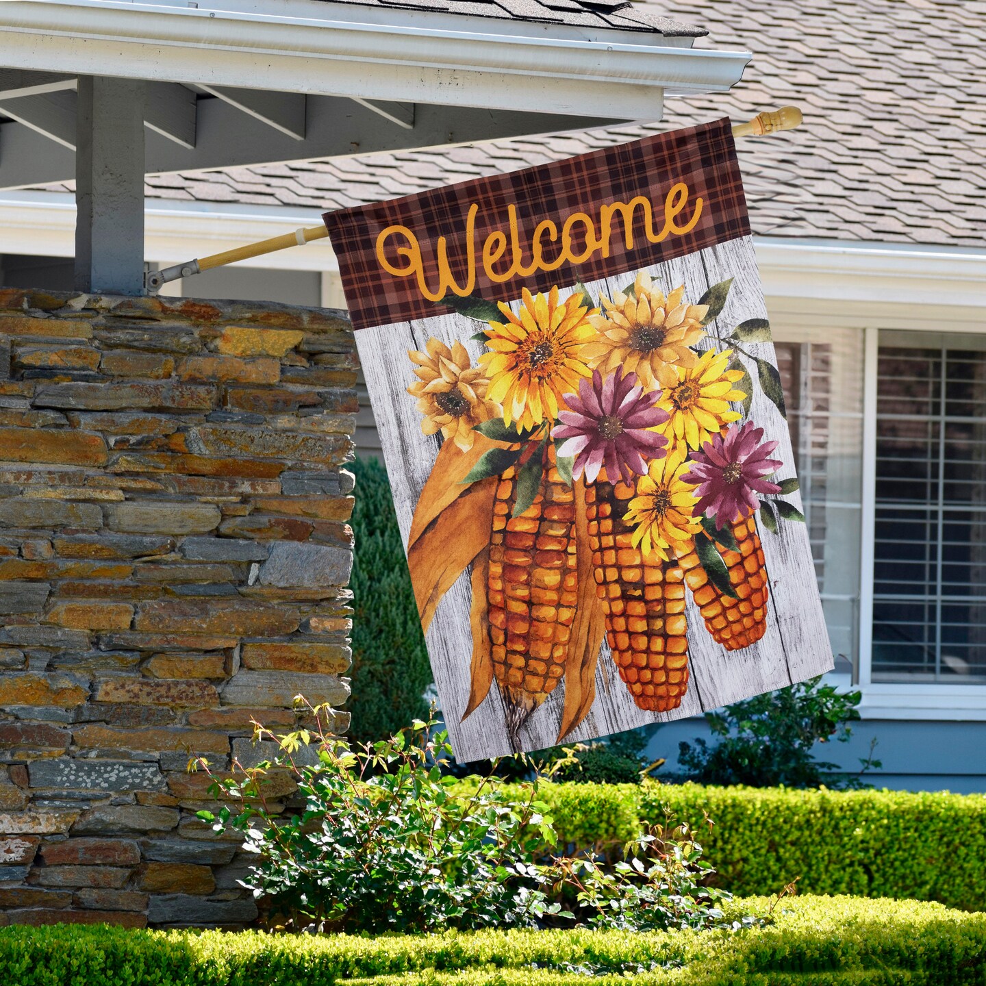 Northlight Flint Corn "Welcome" Fall Harvest Outdoor House Flag - 40" x ...