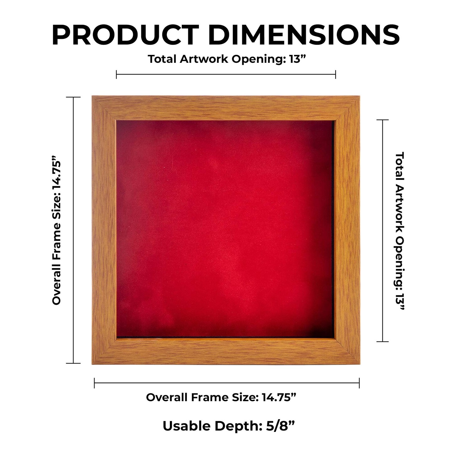 Warm Honey Brown Wood Shadow Box Frame with Acrylic Front - Red Suede ...