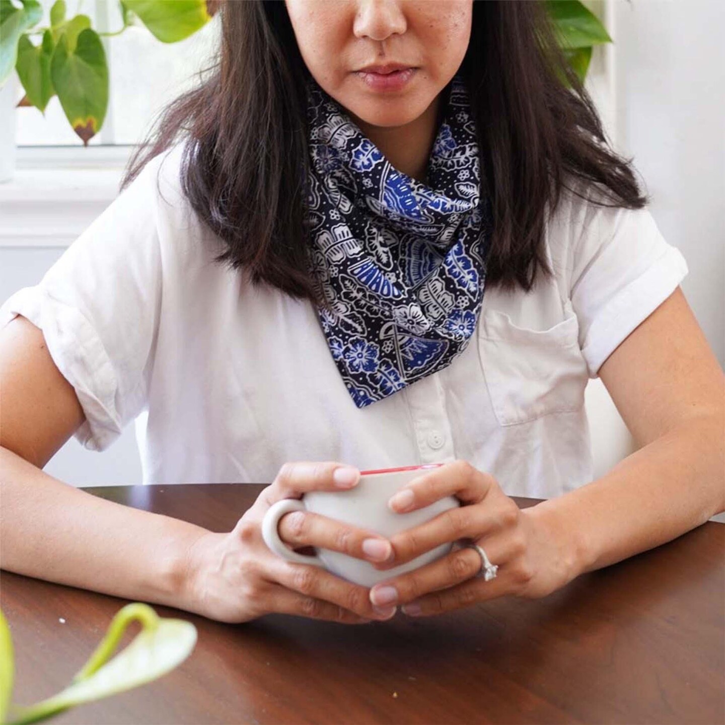 Hand dyed Batik Bandana Cotton Black Blue soft Office gifts, coworker ...