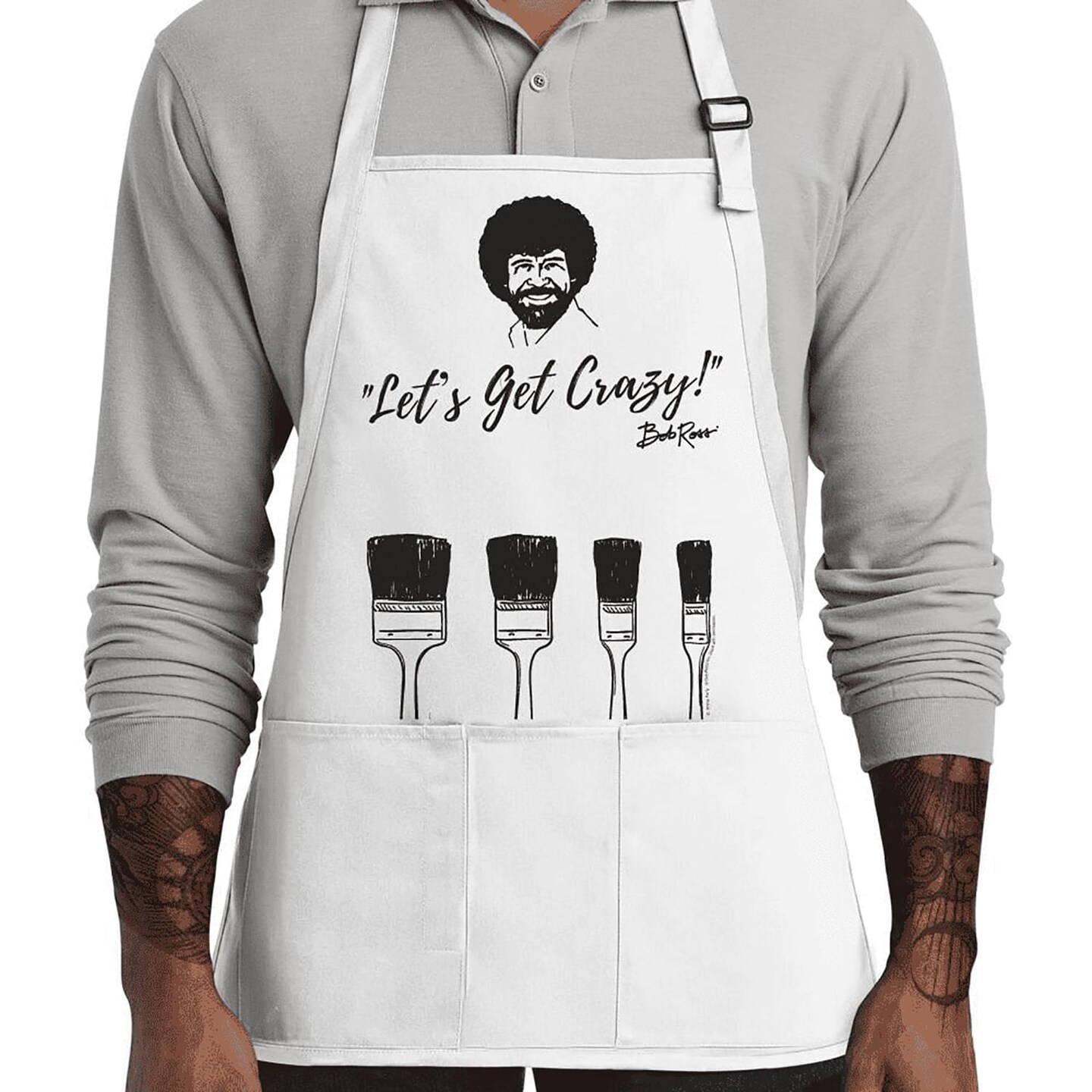 Bob Ross Let's Get Crazy Three Pocket Adult Apron | Michaels