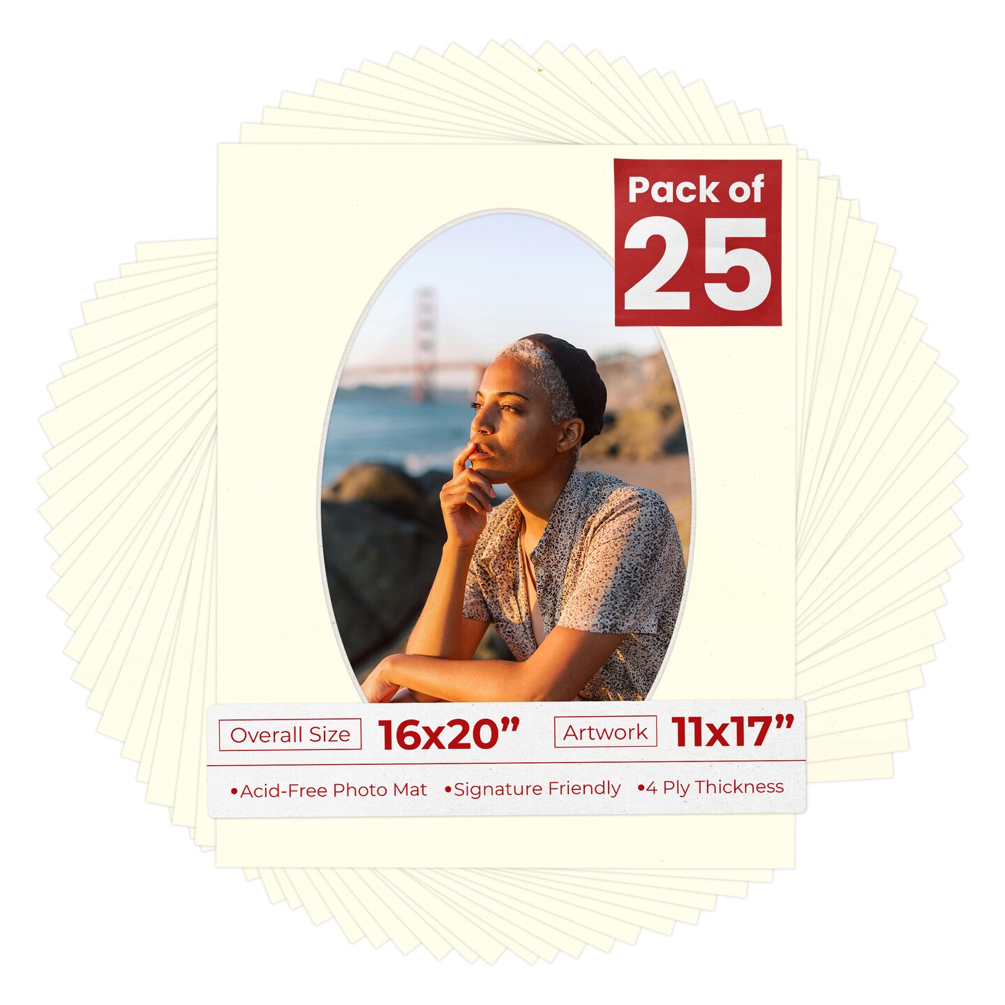 Cream Linen Mat Board for 16x20 Frames - Oval Opening for 11x17 Photos ...