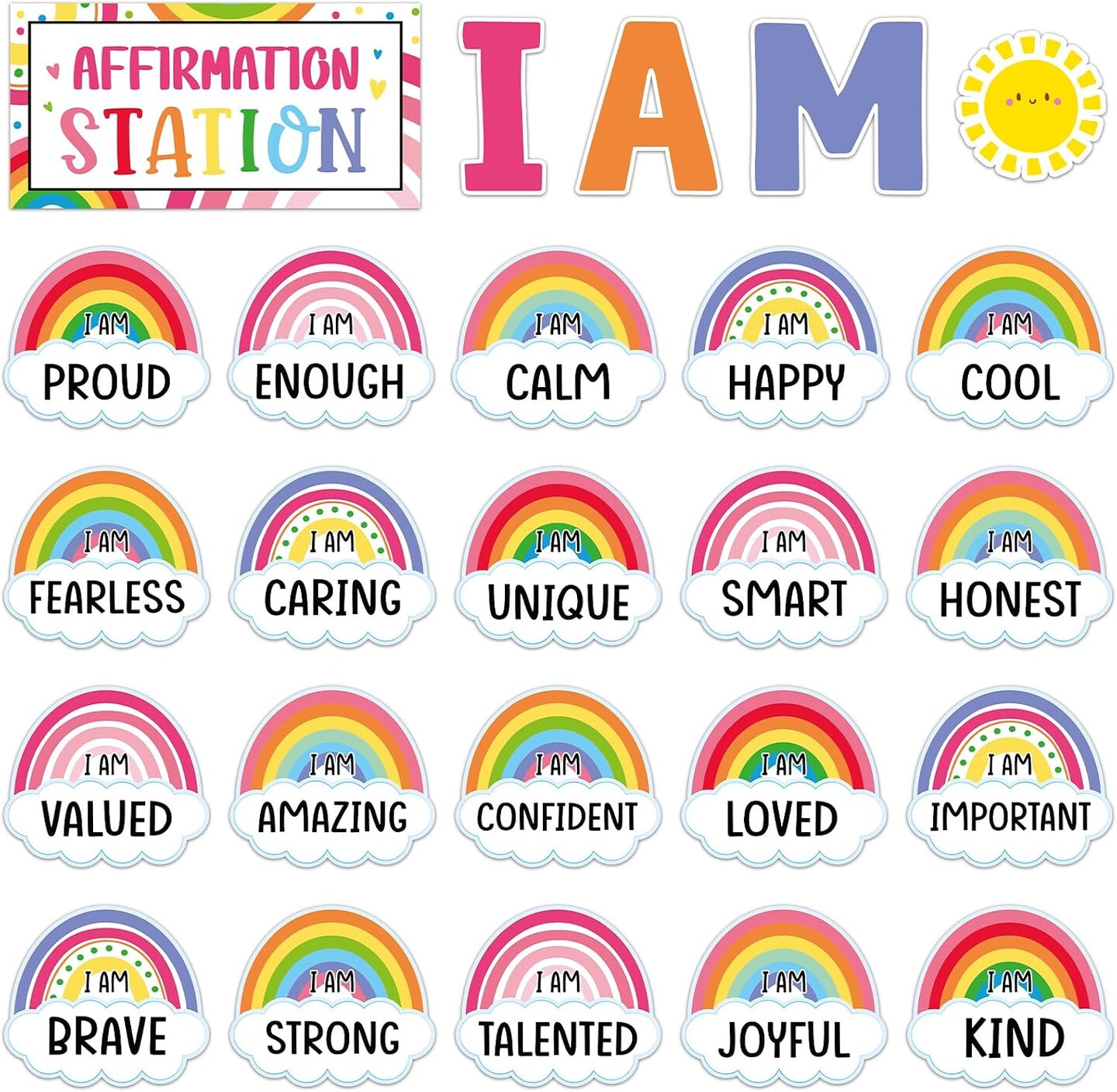 Rainbow Affirmation Station Bulletin Board Set – Growth Mindset ...