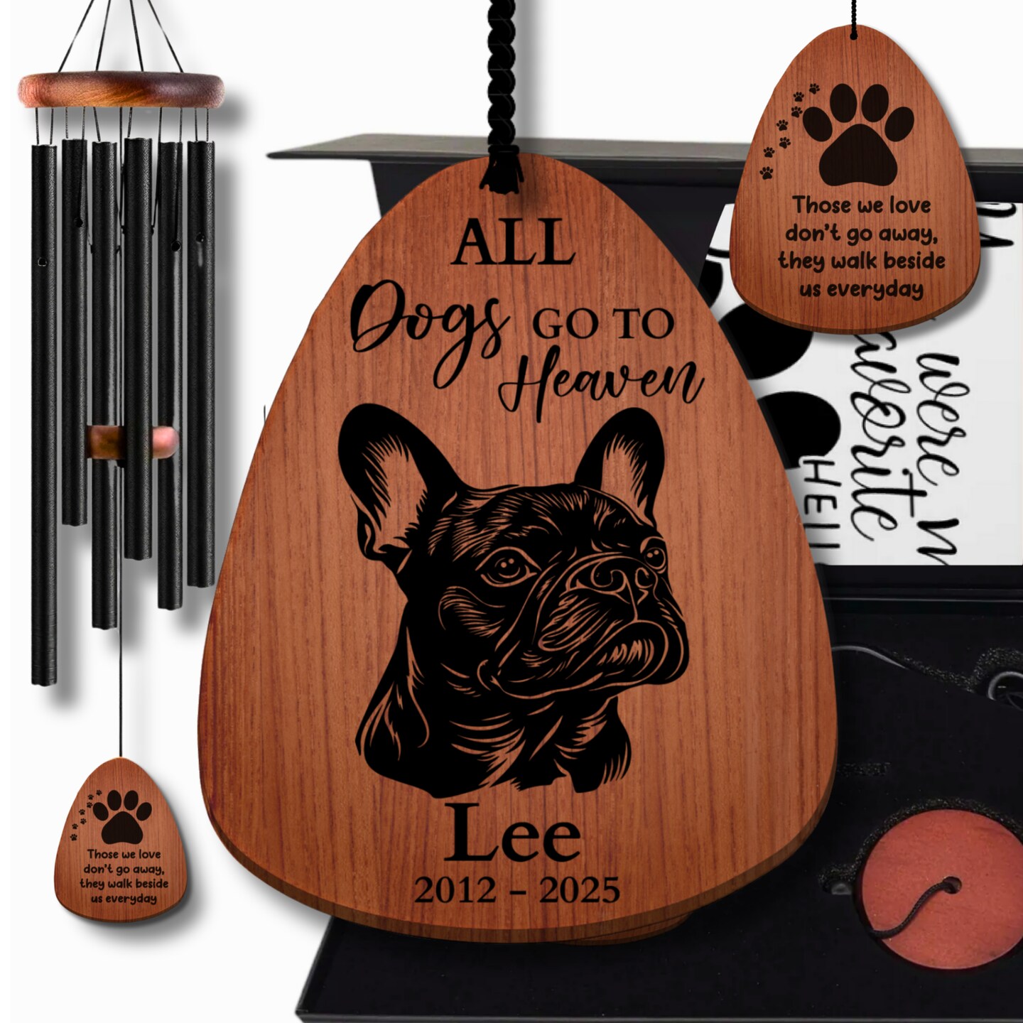 French Bulldog Dog Loss Wind Chimes Gift Box Personalized Dog Decor ...