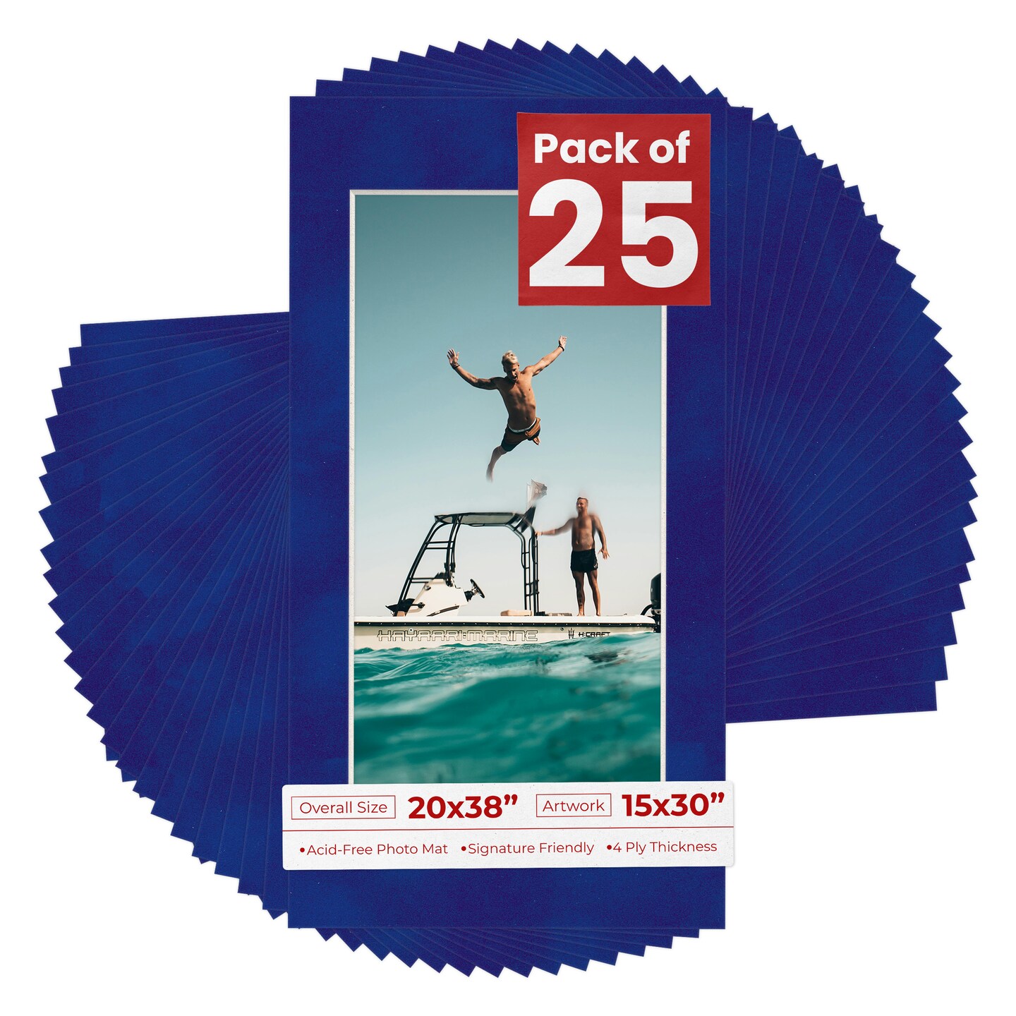 Royal Blue Suede Mat Board for 20x38 Frames - Fits 15x30 Photos, Color ...