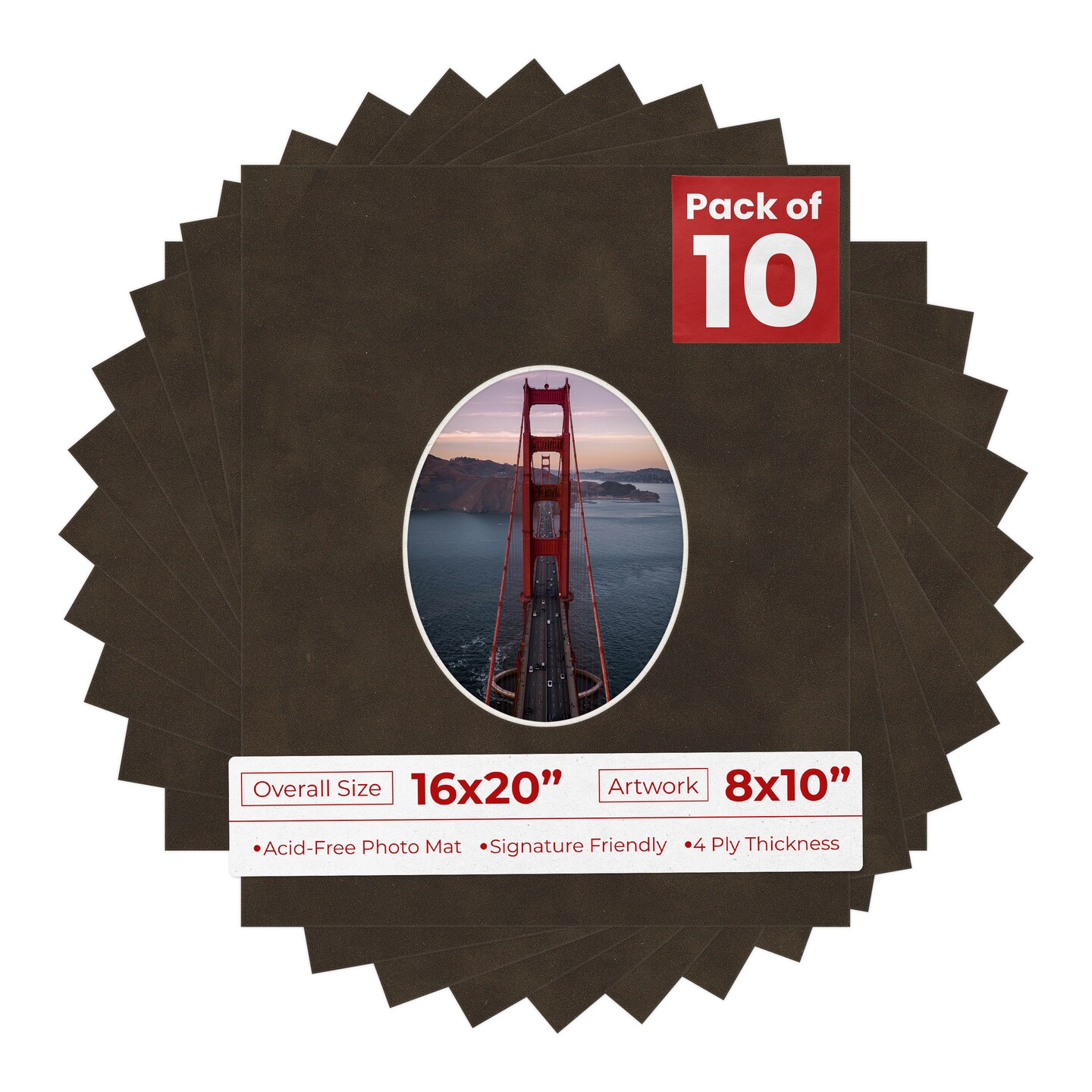 Brown Suede Mat Board for 16x20 Frames - Oval Opening for 8x10 Photos ...
