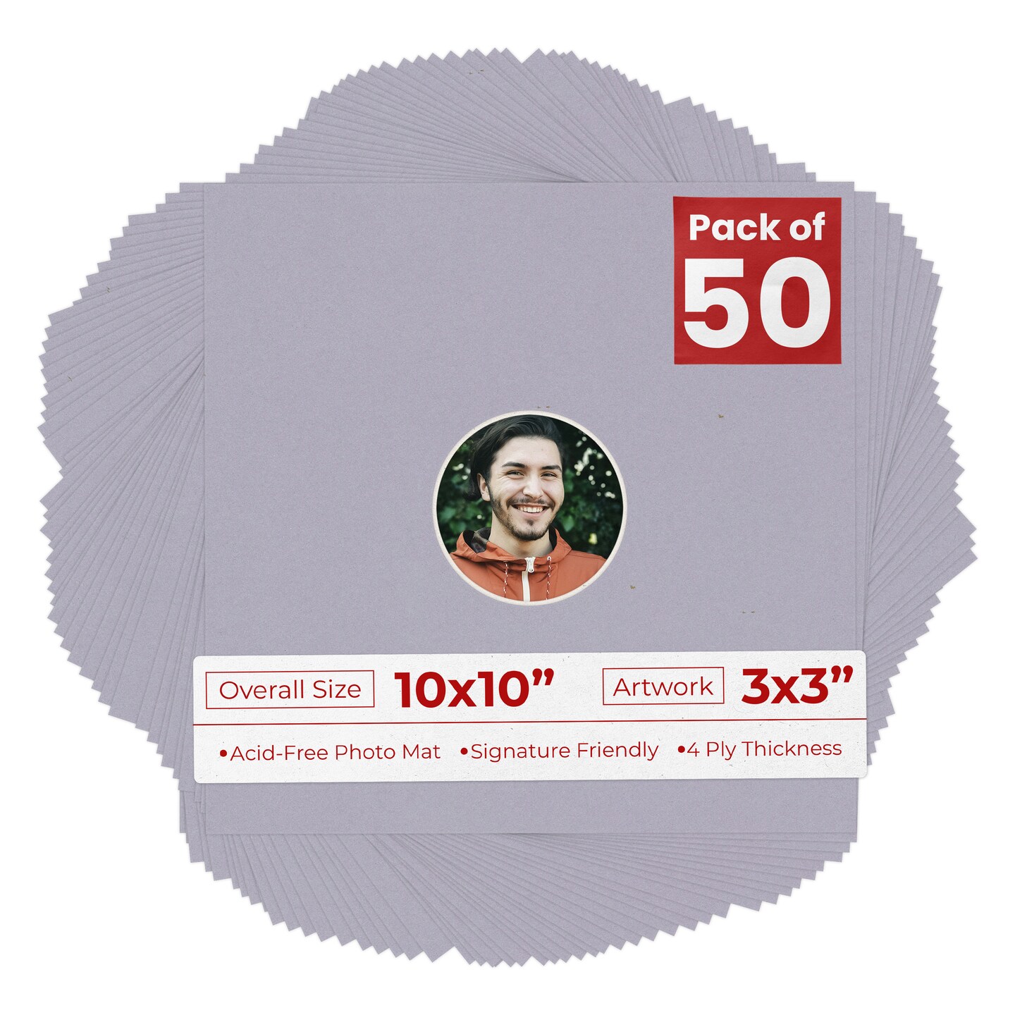 Blue Stone Mat Board for 10x10 Frames - Circle Opening for 3x3 Photos ...