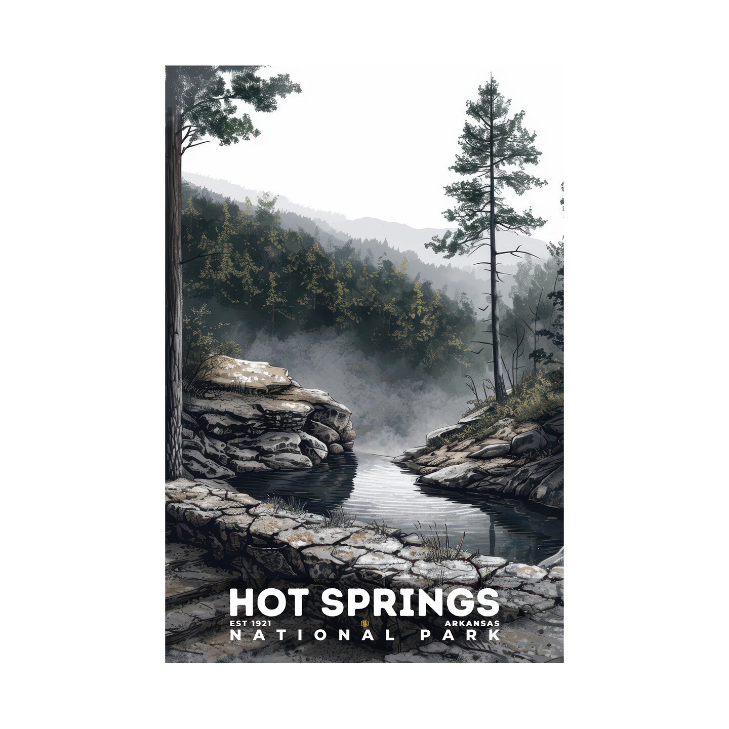 Hot Springs National Park Poster, Travel Art, Office Poster, Home Decor ...