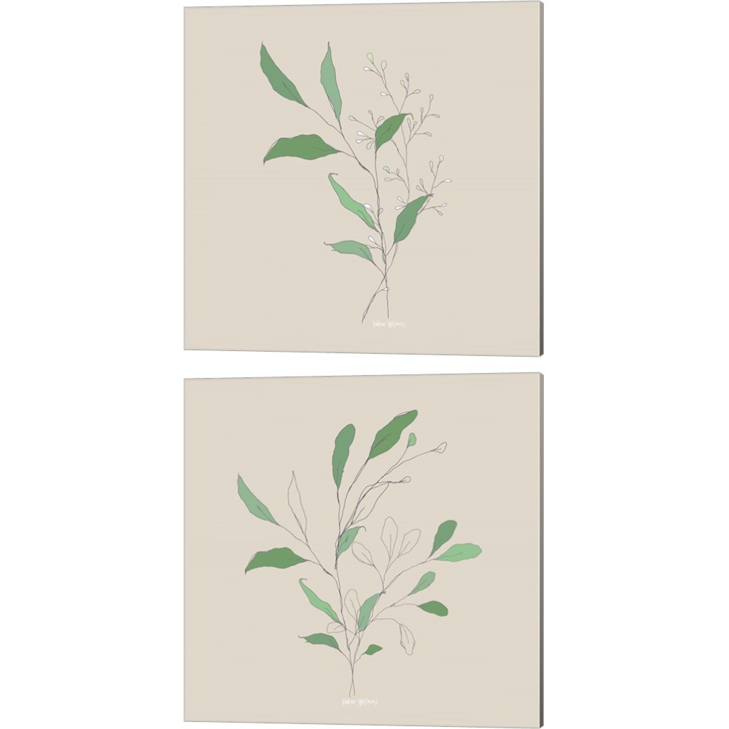 Wispy Leaf by Valerie Wieners 14" x 14" Canvas Wall Art (Set of 2 ...