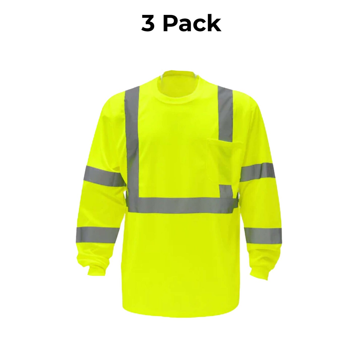 High Visibility Long Sleeve Safety T-Shirt with Reflective Stripes ...