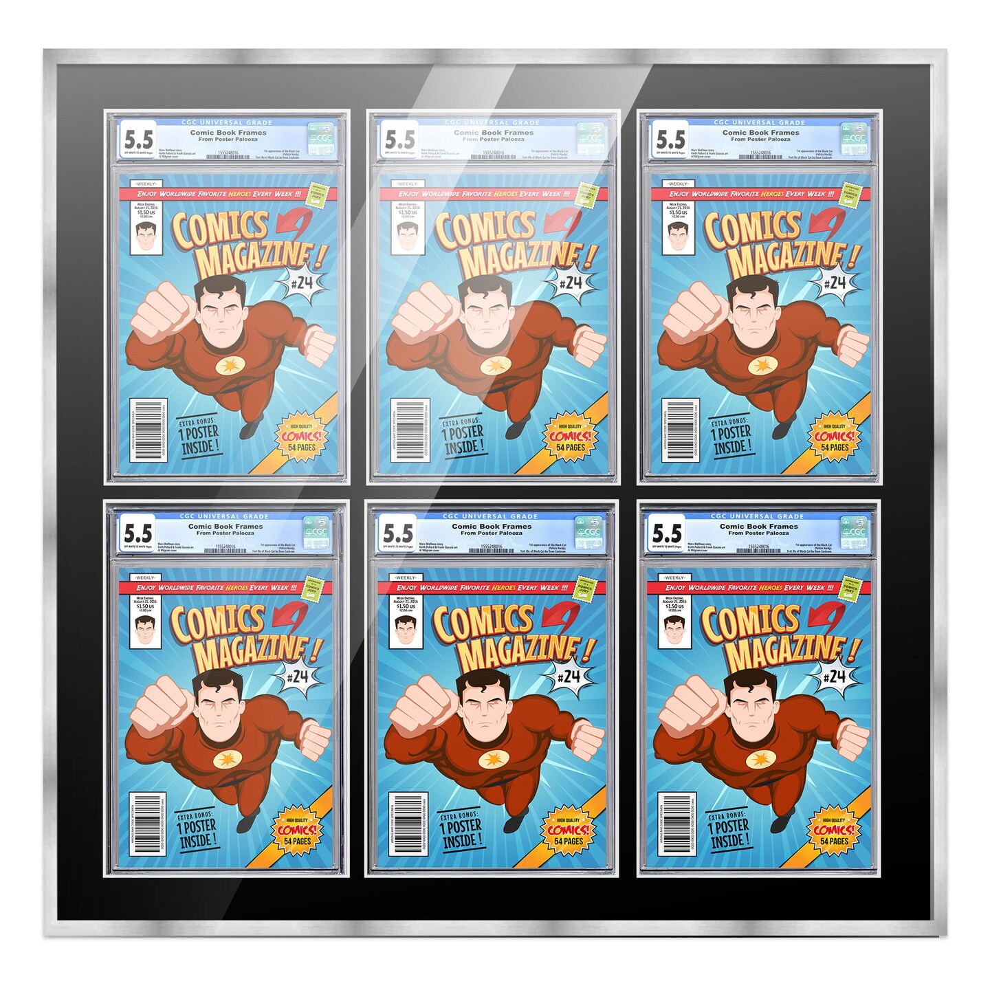 Comic Book Display Frame for CGC, PGX Graded, Slabed Comics - Silver ...