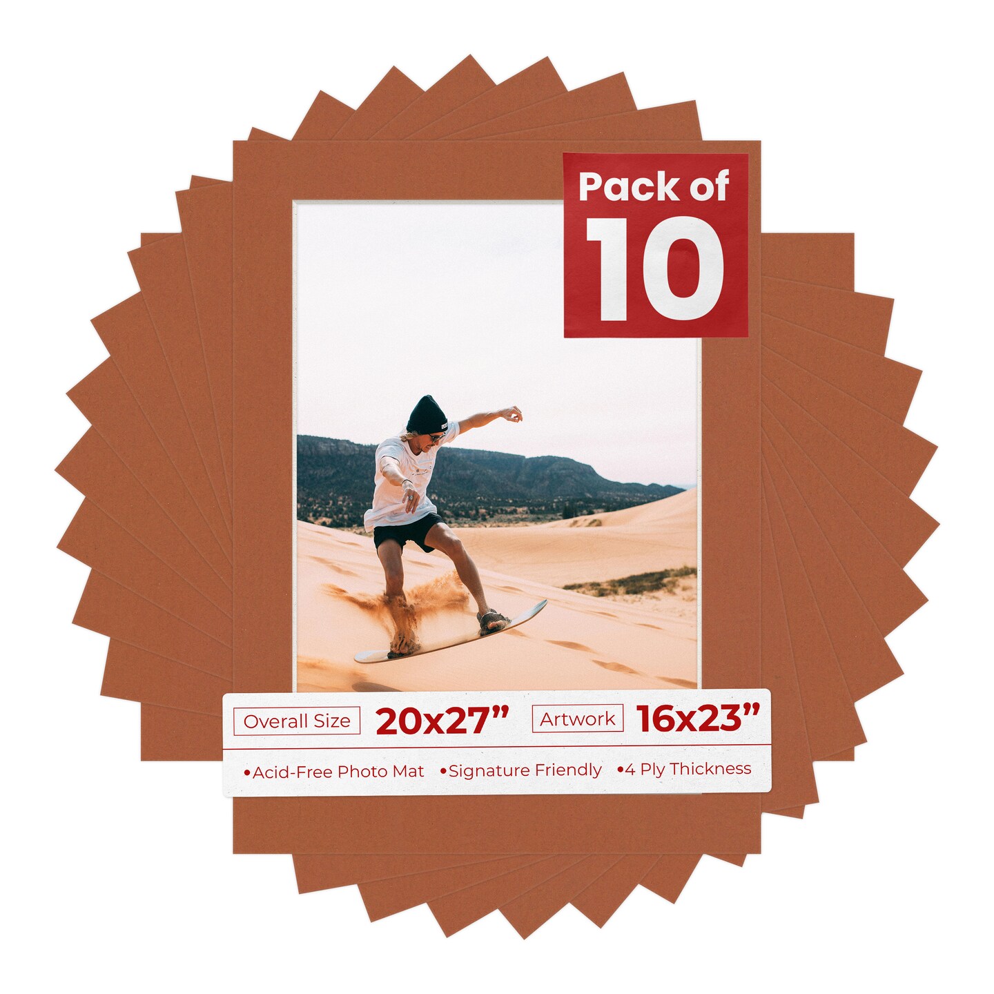 Terra-cotta Red Mat Board for 20x27 Frames - Fits 16x23 Photos, Color ...