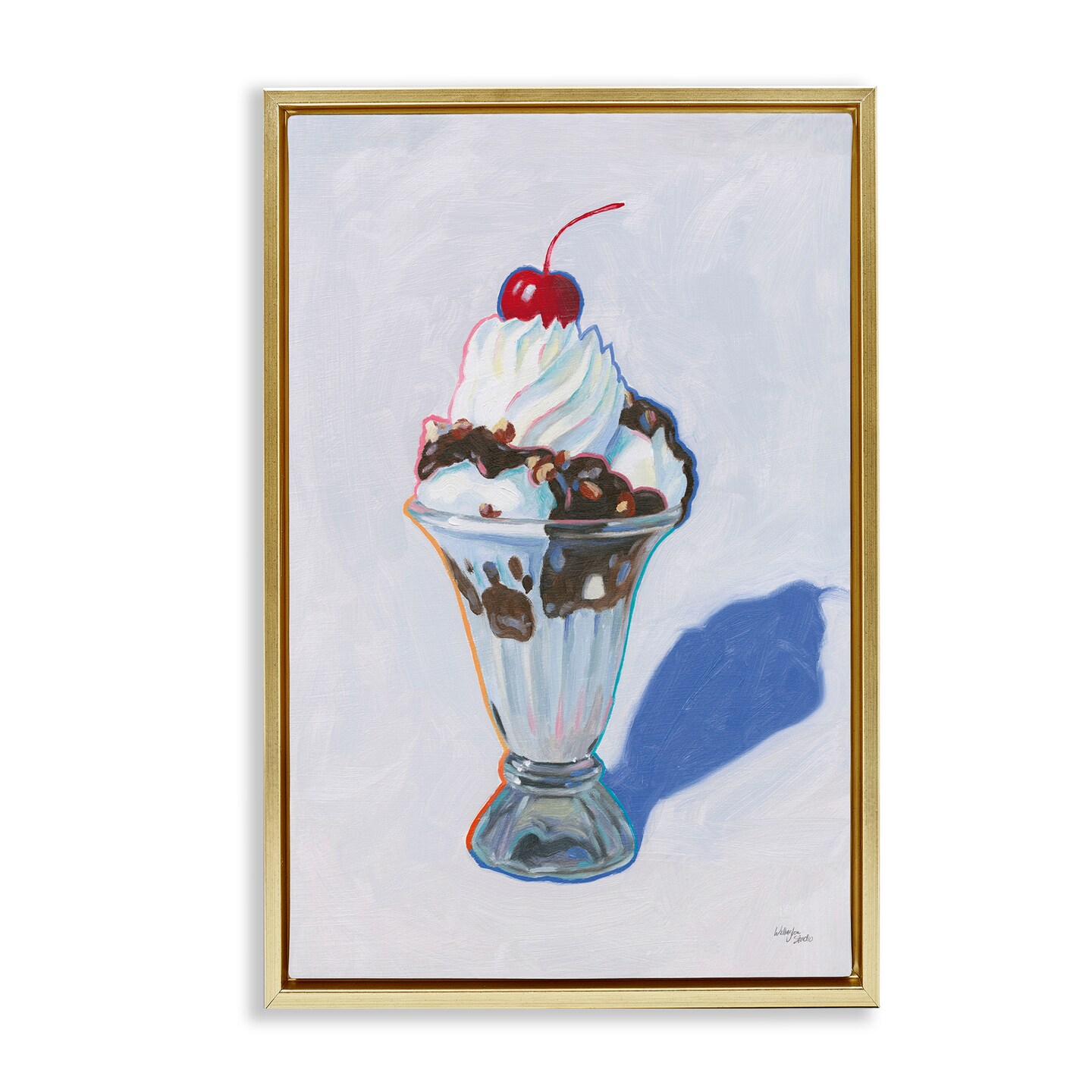 Stupell Industries Ice Cream Sundae Framed Floater Canvas Wall Art ...