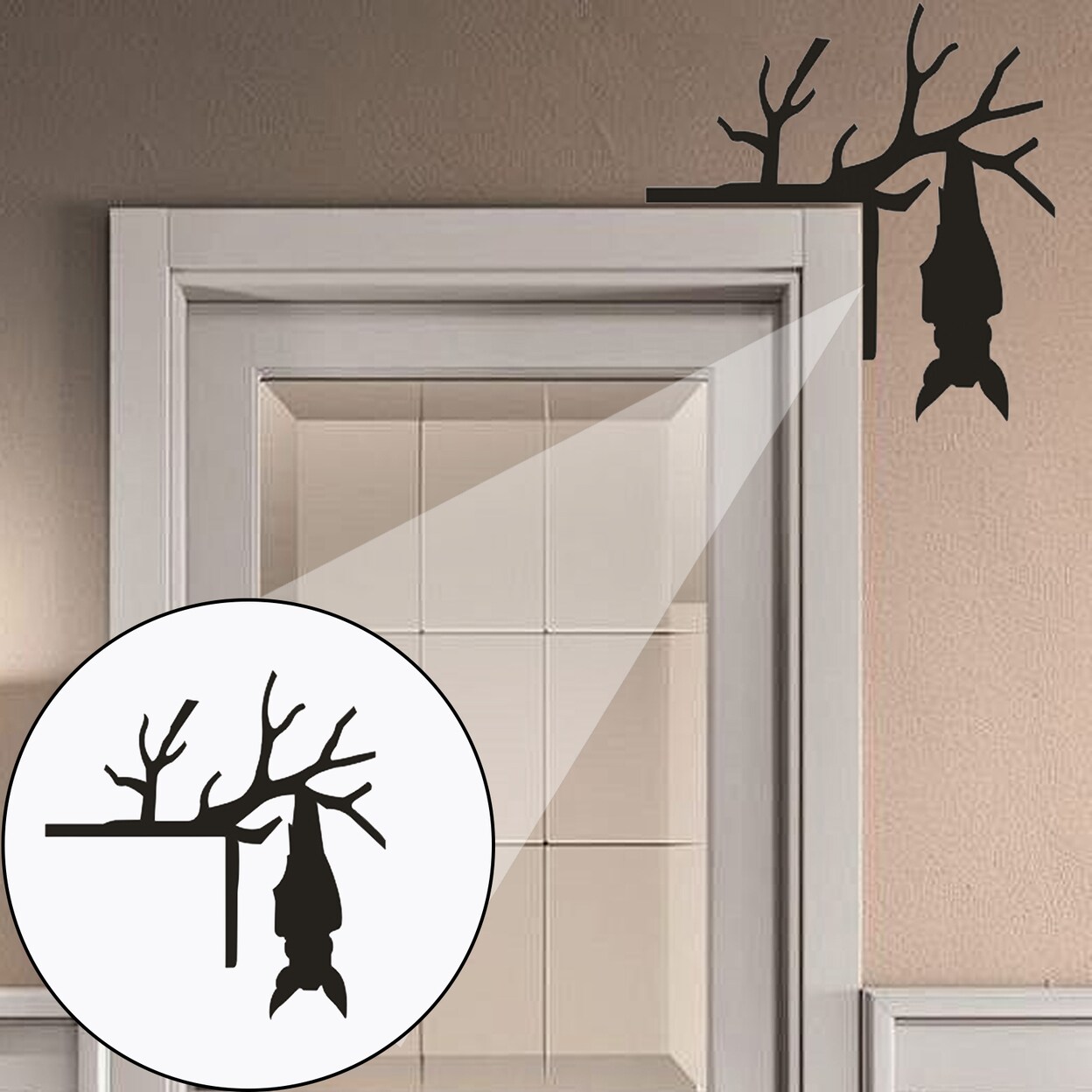 Halloween Door Frame Decor Wooden Ghost Pumpkin Spiderweb Bat Black Cat ...