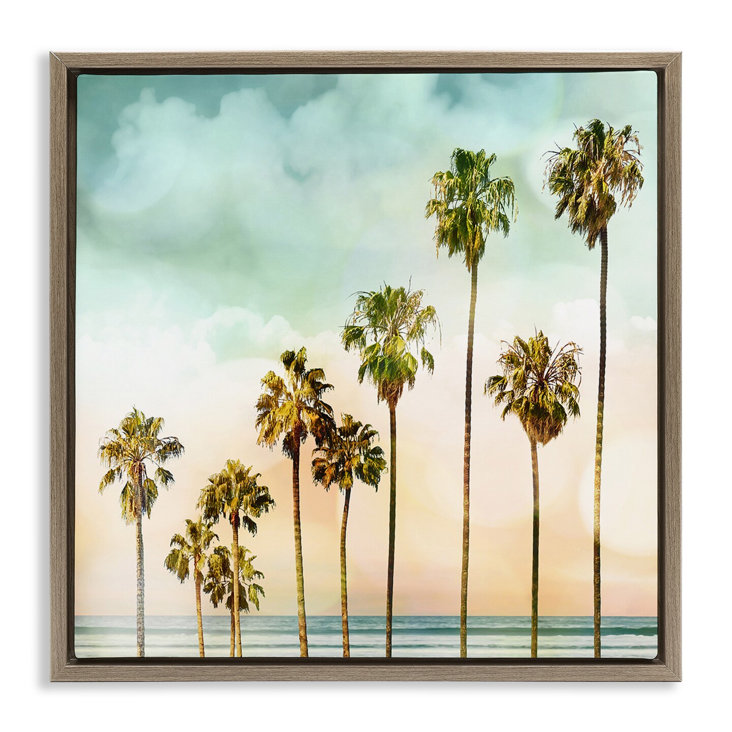 Stupell Industries Angled Palm Trees Framed Floater Canvas Wall Art ...