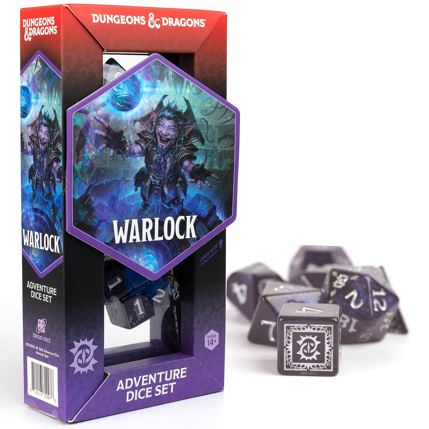 Dungeons & Dragons: D&D Adventure Dice: Warlock - Purple - 16pc RPG Set ...