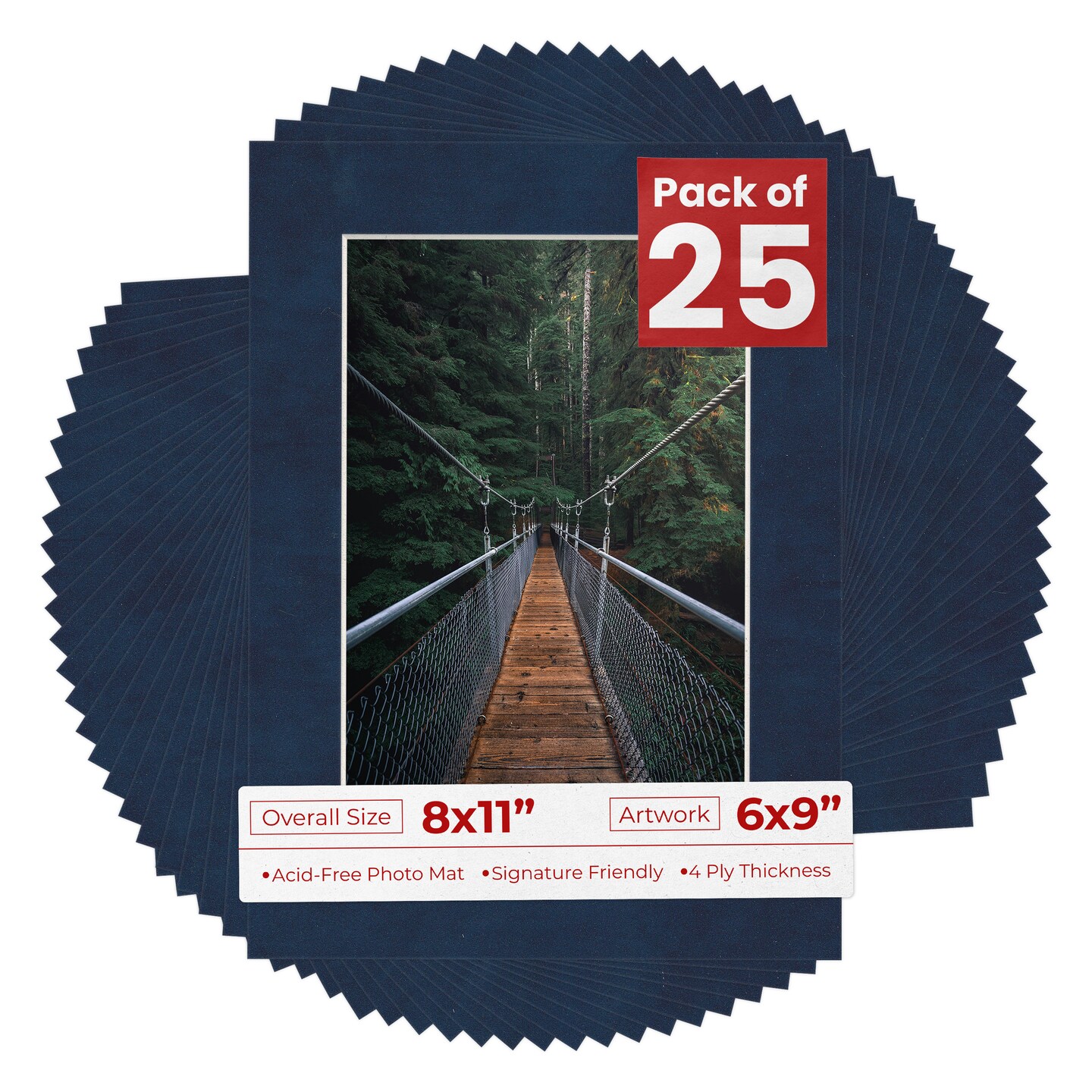 Navy Suede Mat Board for 8x11 Frames - Fits 6x9 Photos, Color: Blue ...